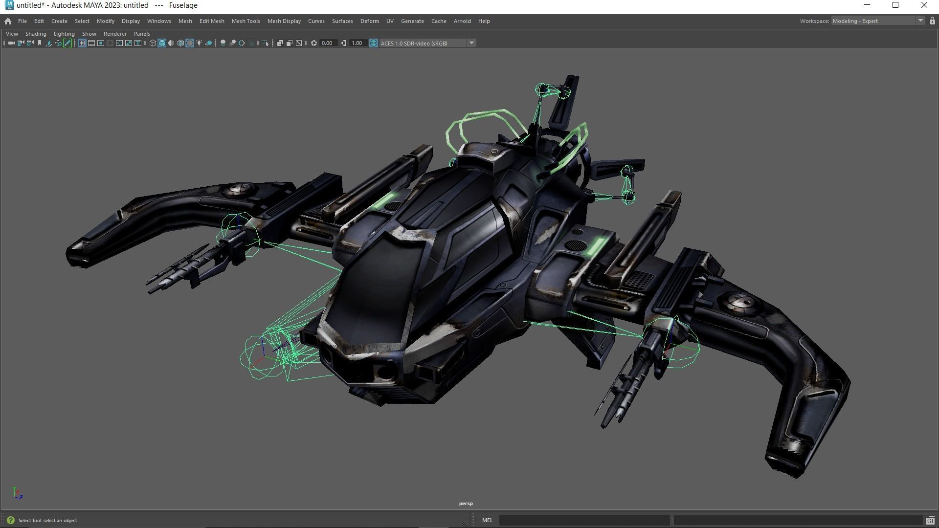 3D model Lowpoly Game-ready spaceship space Fighter VR / AR / low-poly ...
