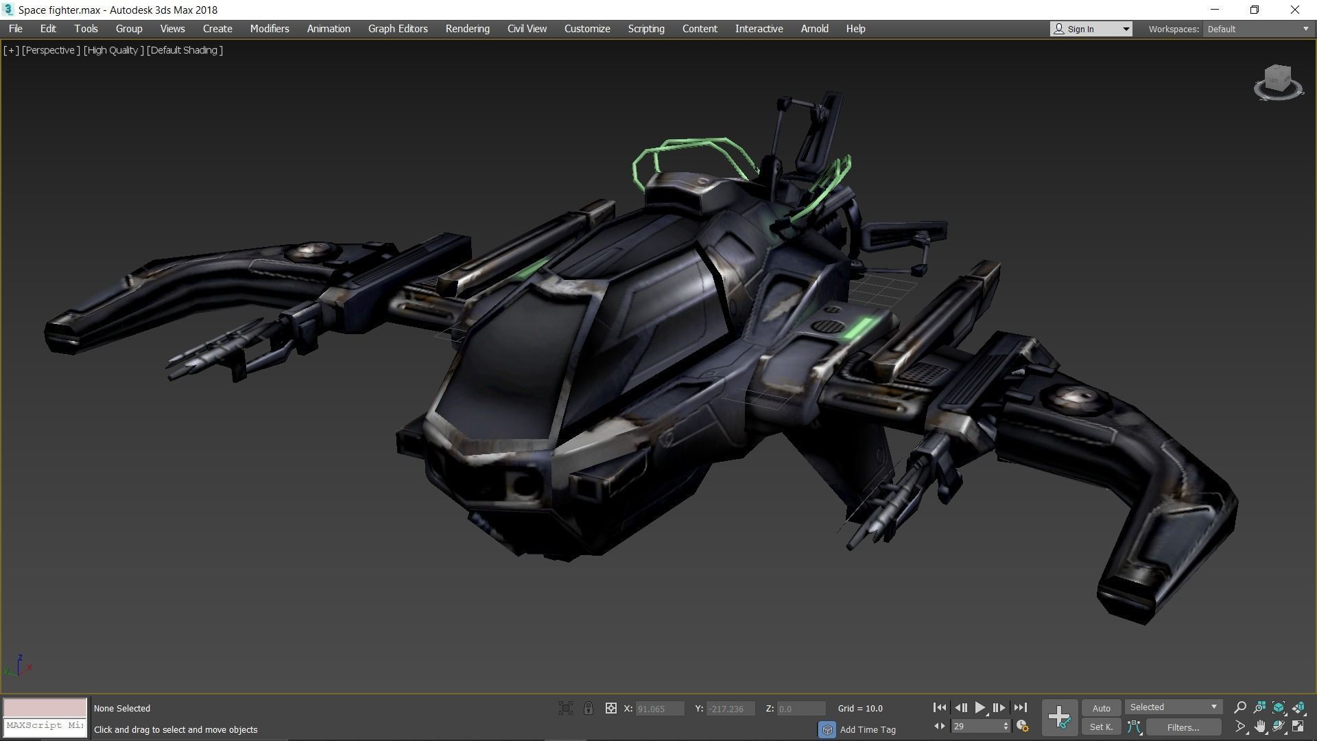 3D model Lowpoly Game-ready spaceship space Fighter VR / AR / low-poly ...