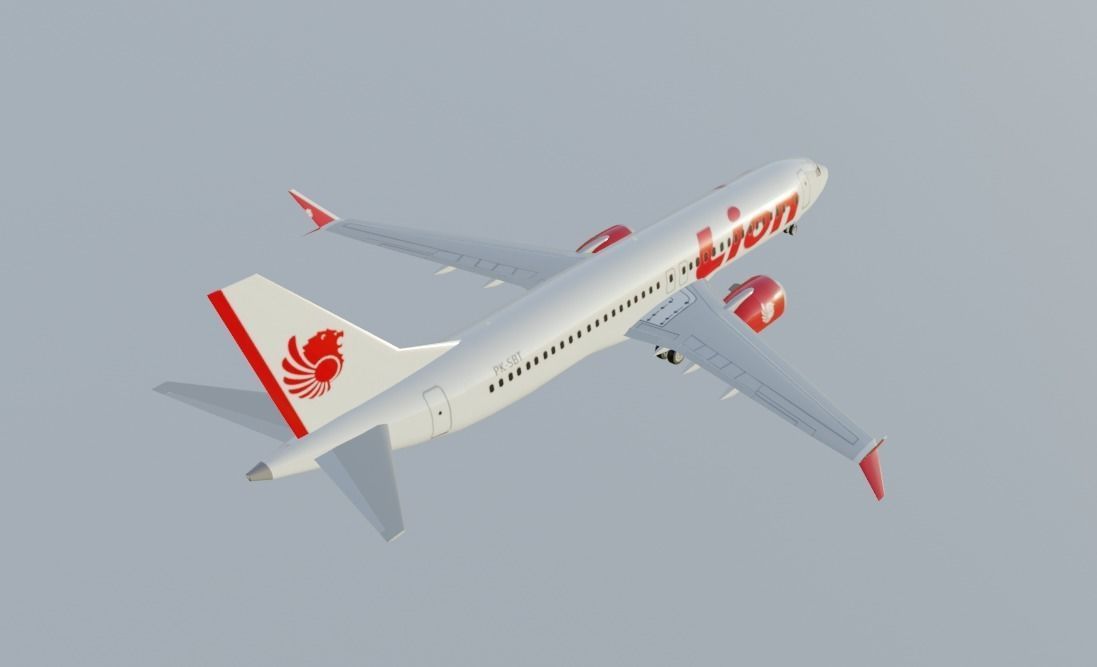 3D model Lion Air Boeing 737 max 8 3D model with cockpit VR / AR / low ...