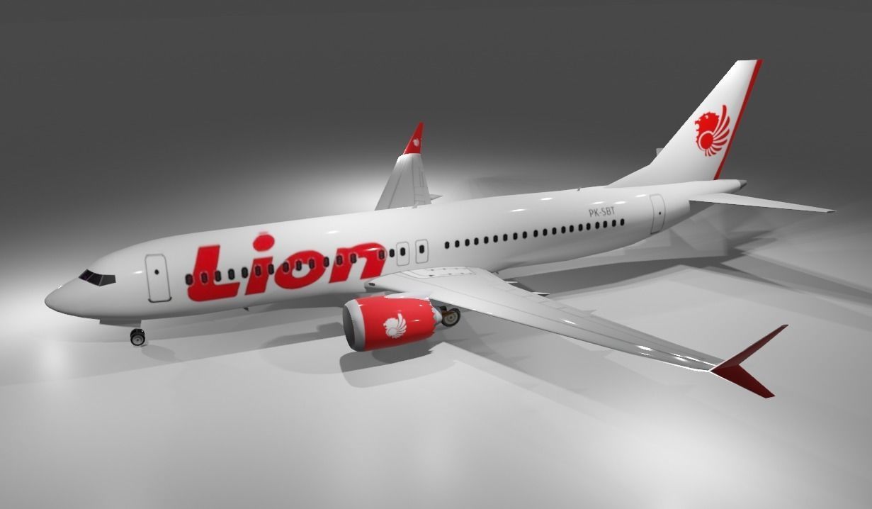 3D model Lion Air Boeing 737 max 8 3D model with cockpit VR / AR / low ...