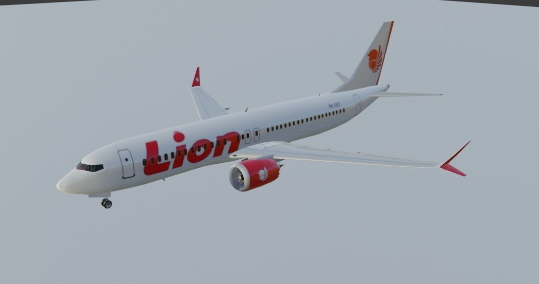 3D model Lion Air Boeing 737 max 8 3D model with cockpit VR / AR / low ...