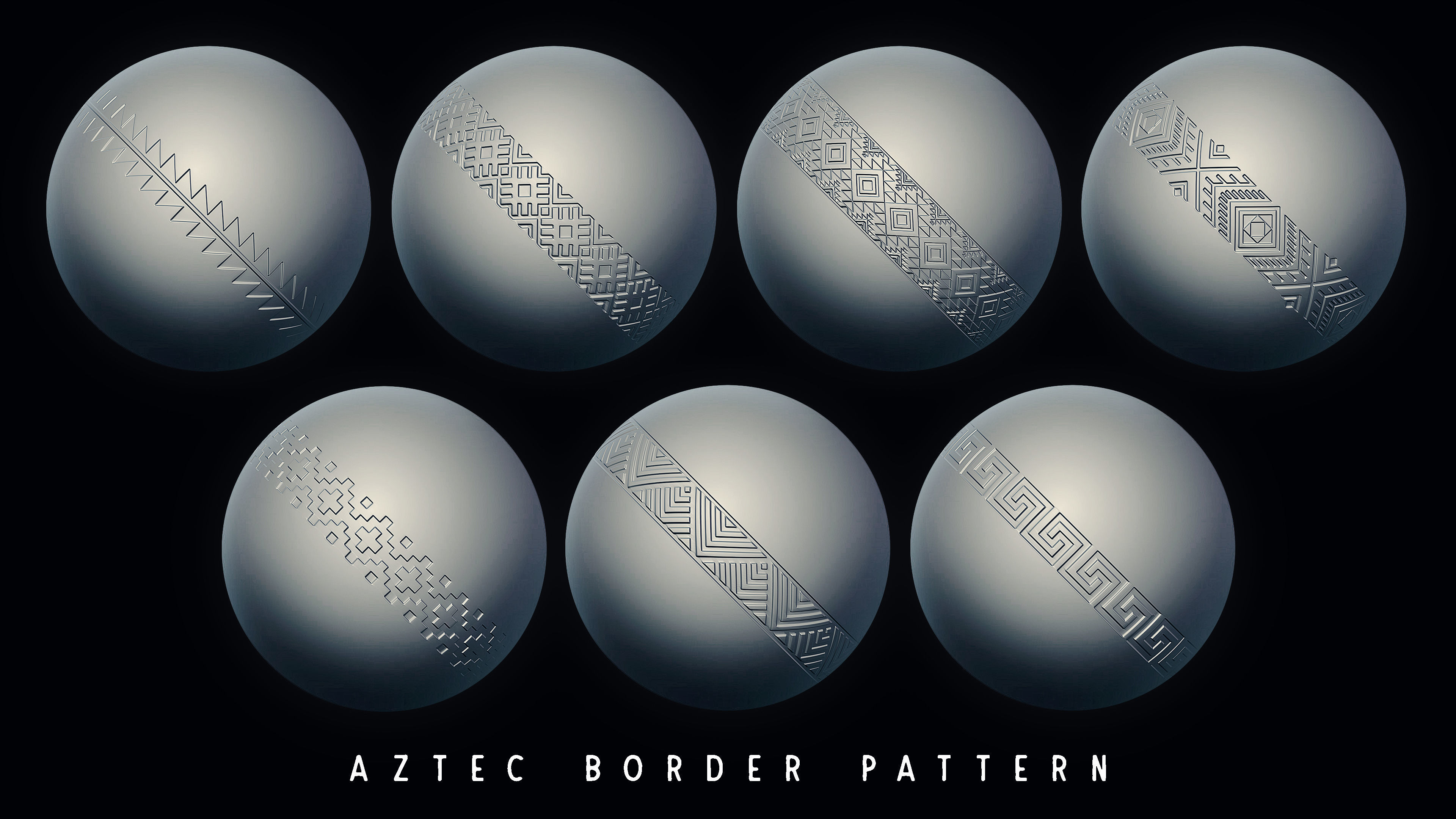 Texture 100 Aztec Border Patterns VR / AR / low-poly | CGTrader