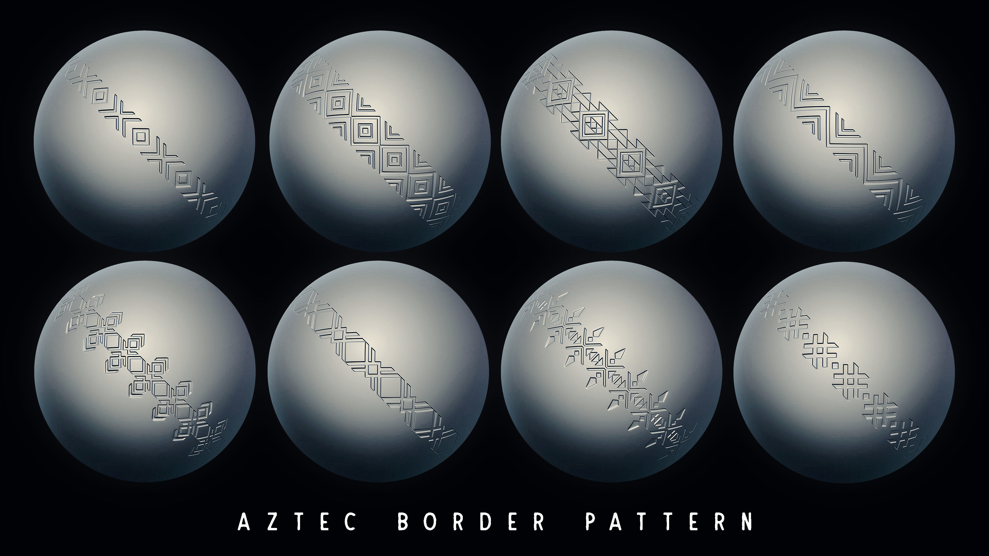 Texture 100 Aztec Border Patterns VR / AR / low-poly | CGTrader