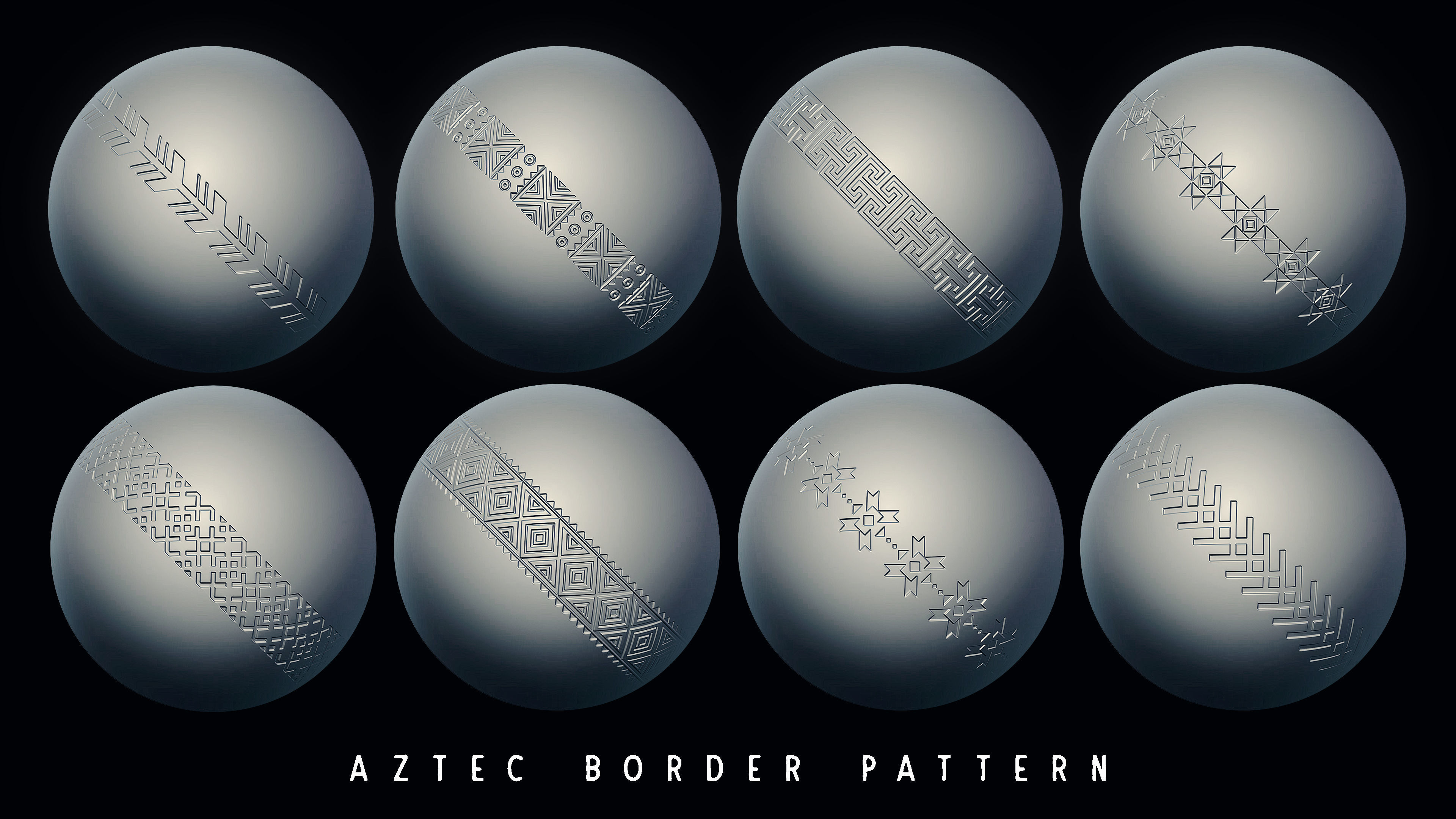 Texture 100 Aztec Border Patterns VR / AR / low-poly | CGTrader