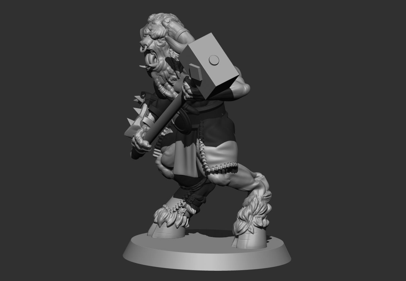 Bull Warrior with Heavy Hammer 3D model 3D printable | CGTrader