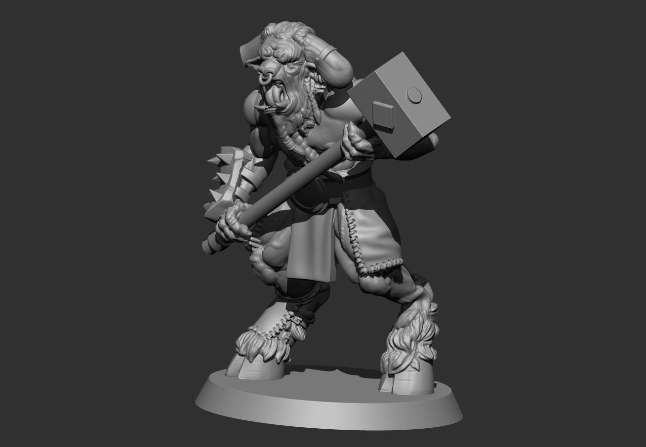 Bull Warrior with Heavy Hammer 3D model 3D printable | CGTrader