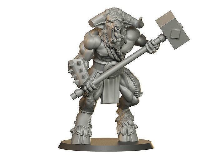 Bull Warrior with Heavy Hammer 3D model 3D printable | CGTrader