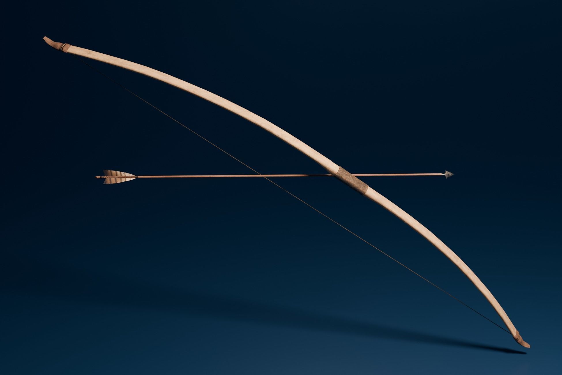 3D model Medieval Longbow and Arrow Game Ready VR / AR / low-poly ...