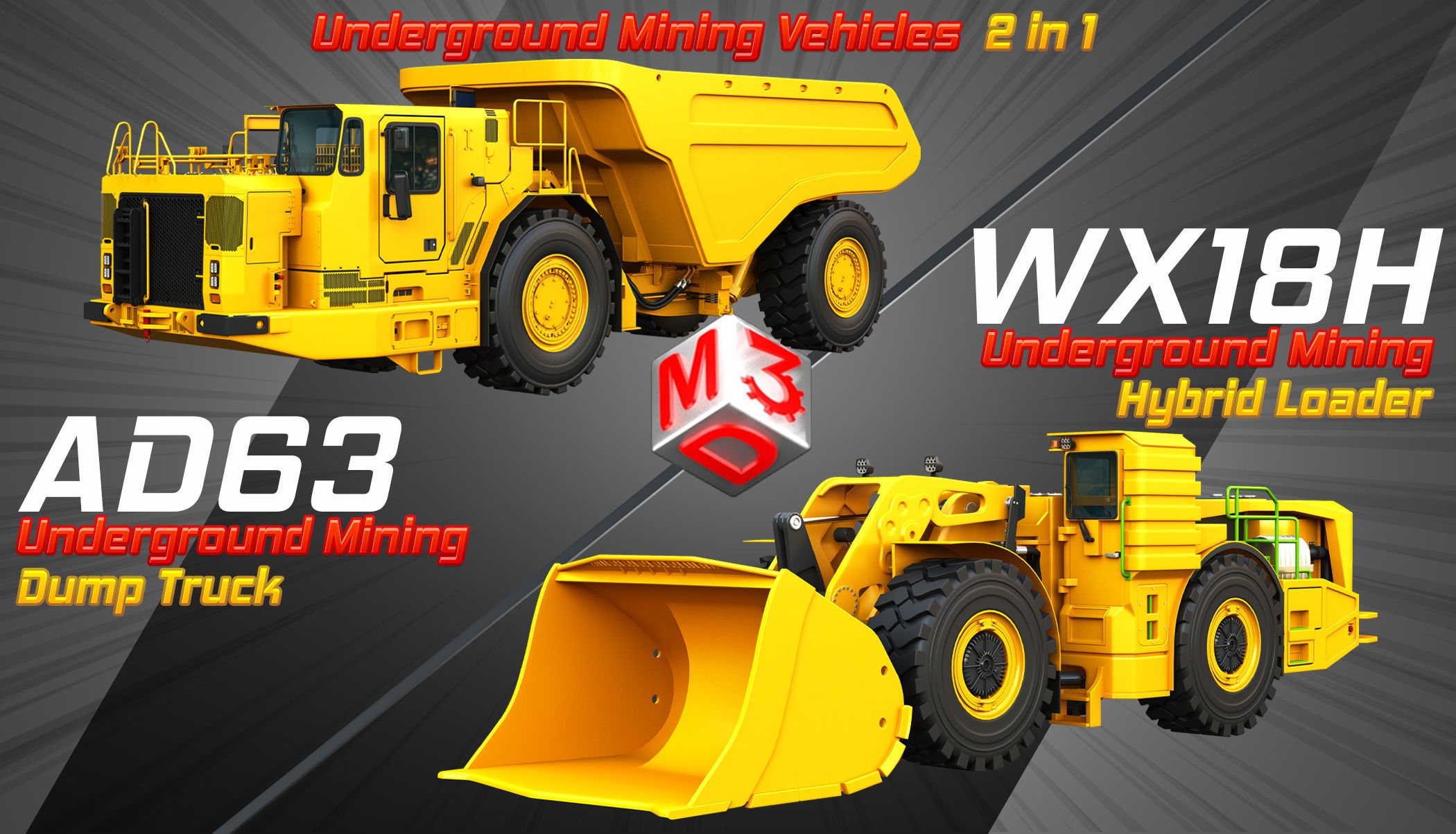 AD63 - WX18H Underground Mining Vehicles 2 in 1 3D Model Collection ...