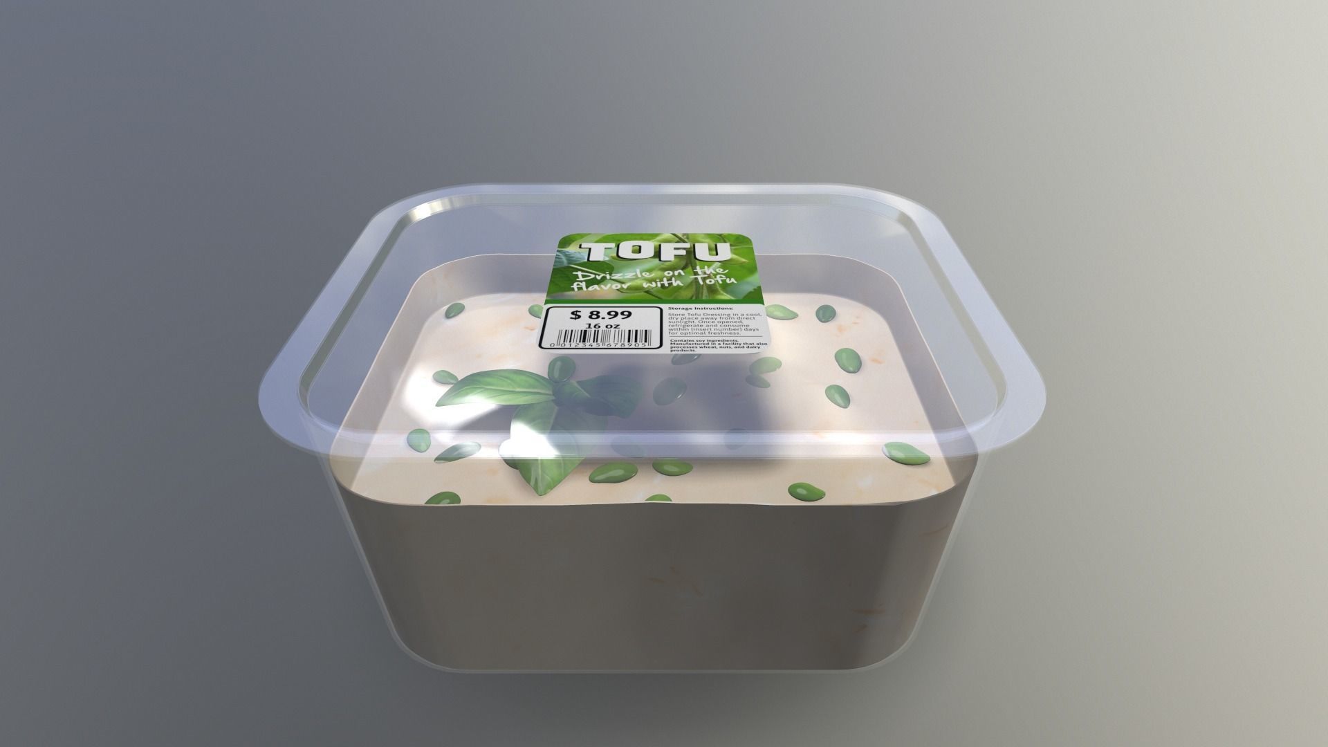 3D model Tofu in Transparent Plastic Container - 3D Model VR / AR / low ...