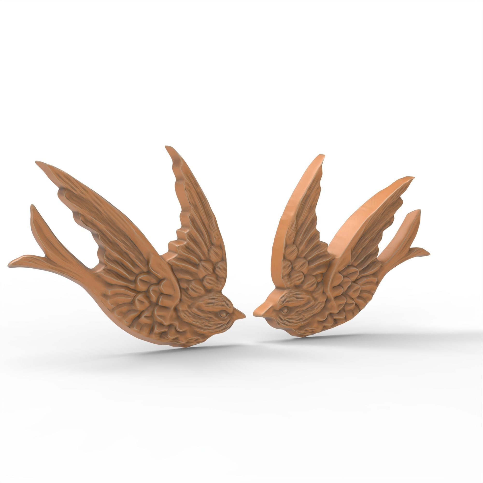 Pair of Bird Sculptures with Flat Back STL Files 3D model 3D printable ...