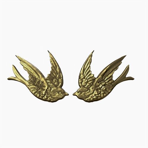 Pair of Bird Sculptures with Flat Back STL Files 3D model 3D printable ...