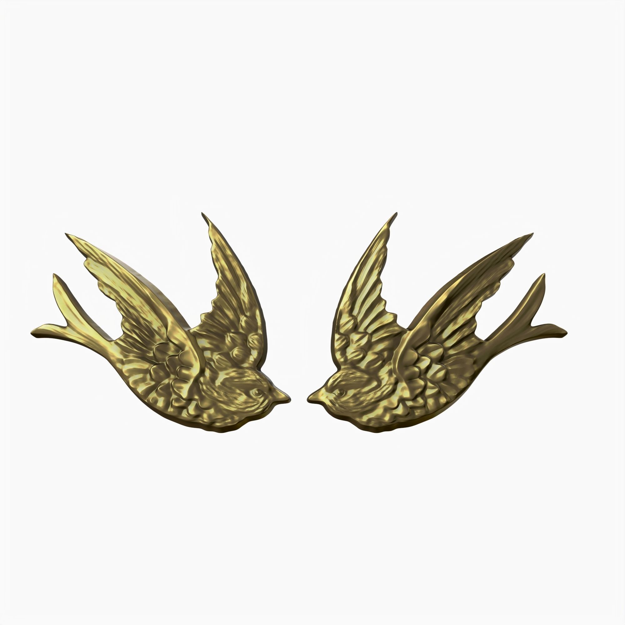 Pair of Bird Sculptures with Flat Back STL Files 3D model 3D printable ...