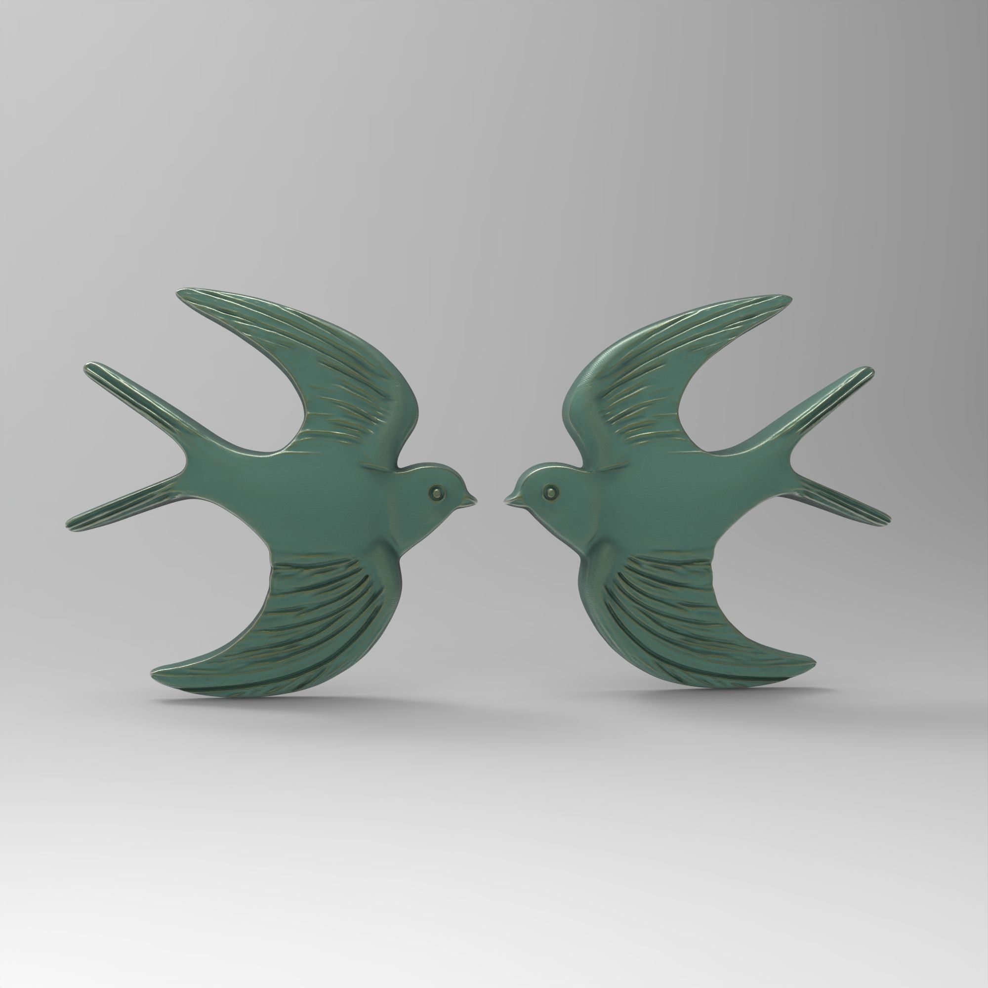 Pair of Bird Sculptures with Flat Back 3D model 3D printable | CGTrader