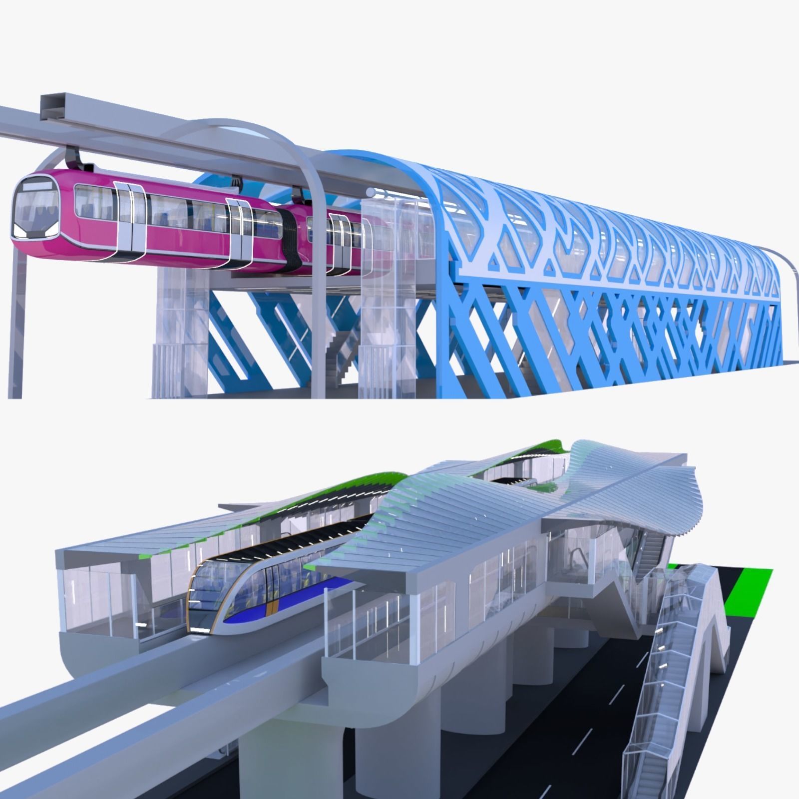 Monorail stations 2024 collection III | CGTrader