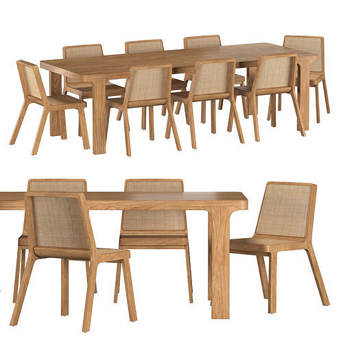 Santiago Rectangular Dining Set 3d Model Cgtrader
