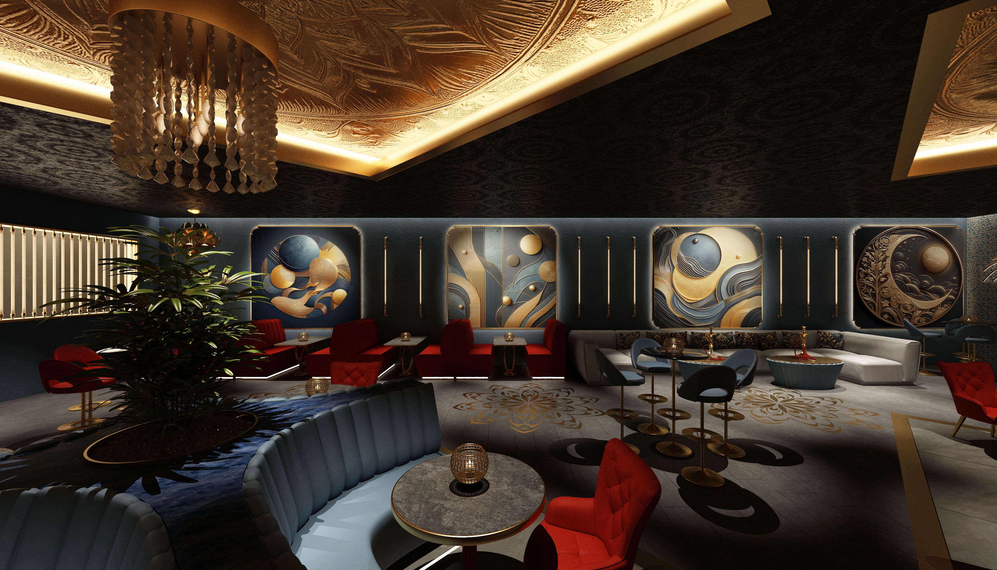 bar coffee restaurant night club interior design 3D model | CGTrader