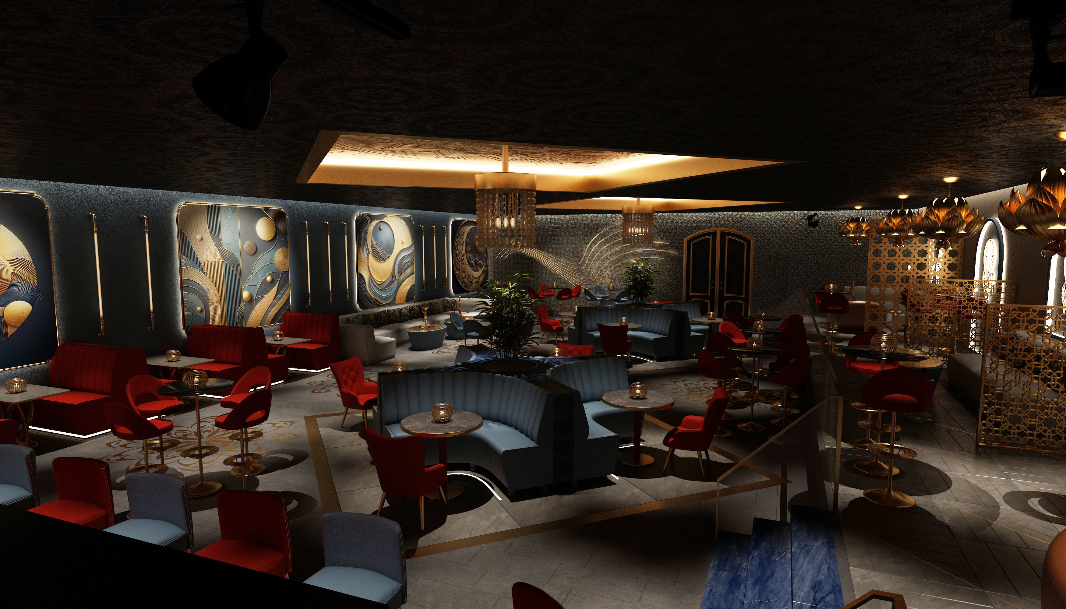 bar coffee restaurant night club interior design 3D model | CGTrader