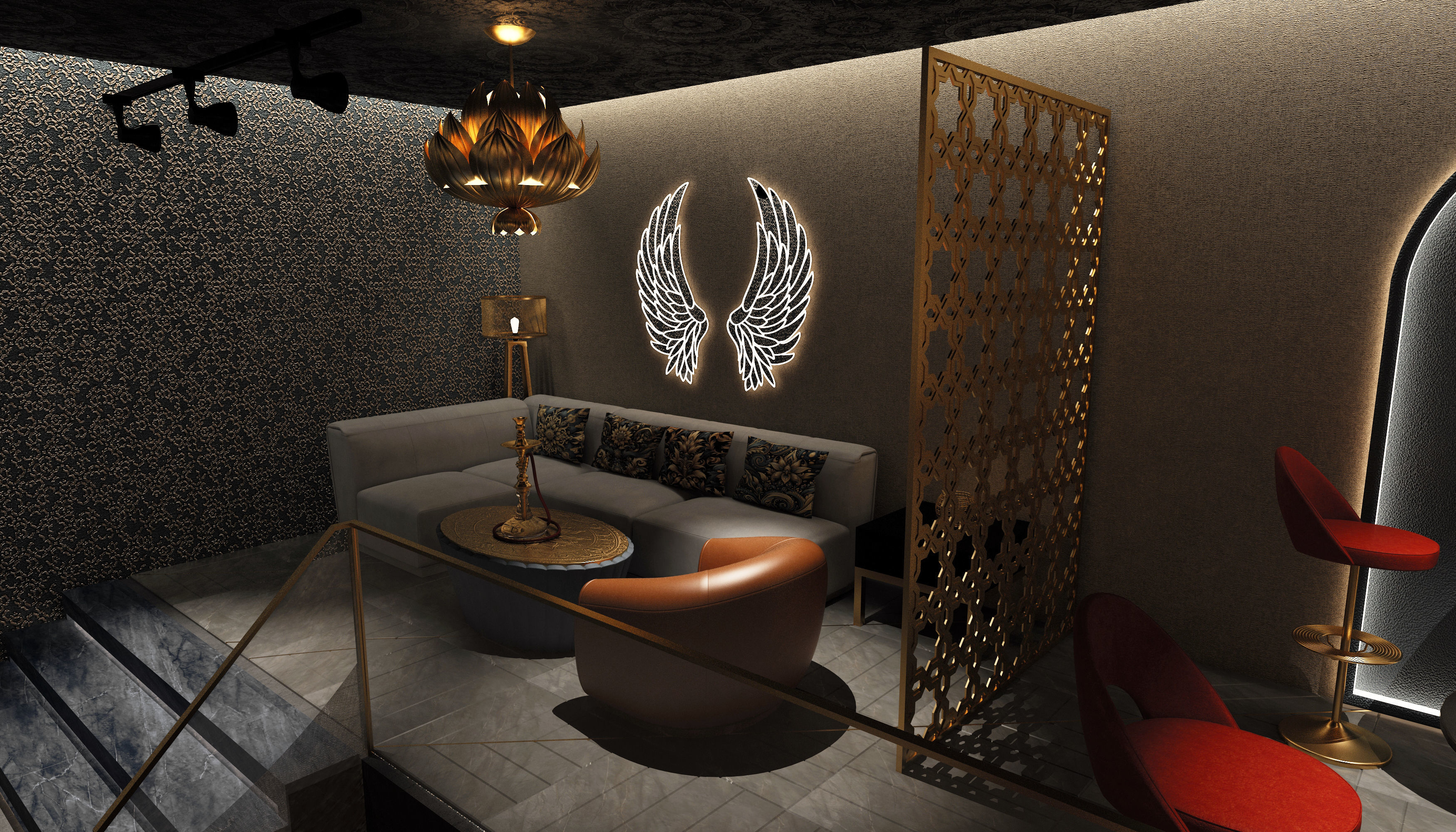bar coffee restaurant night club interior design 3D model | CGTrader
