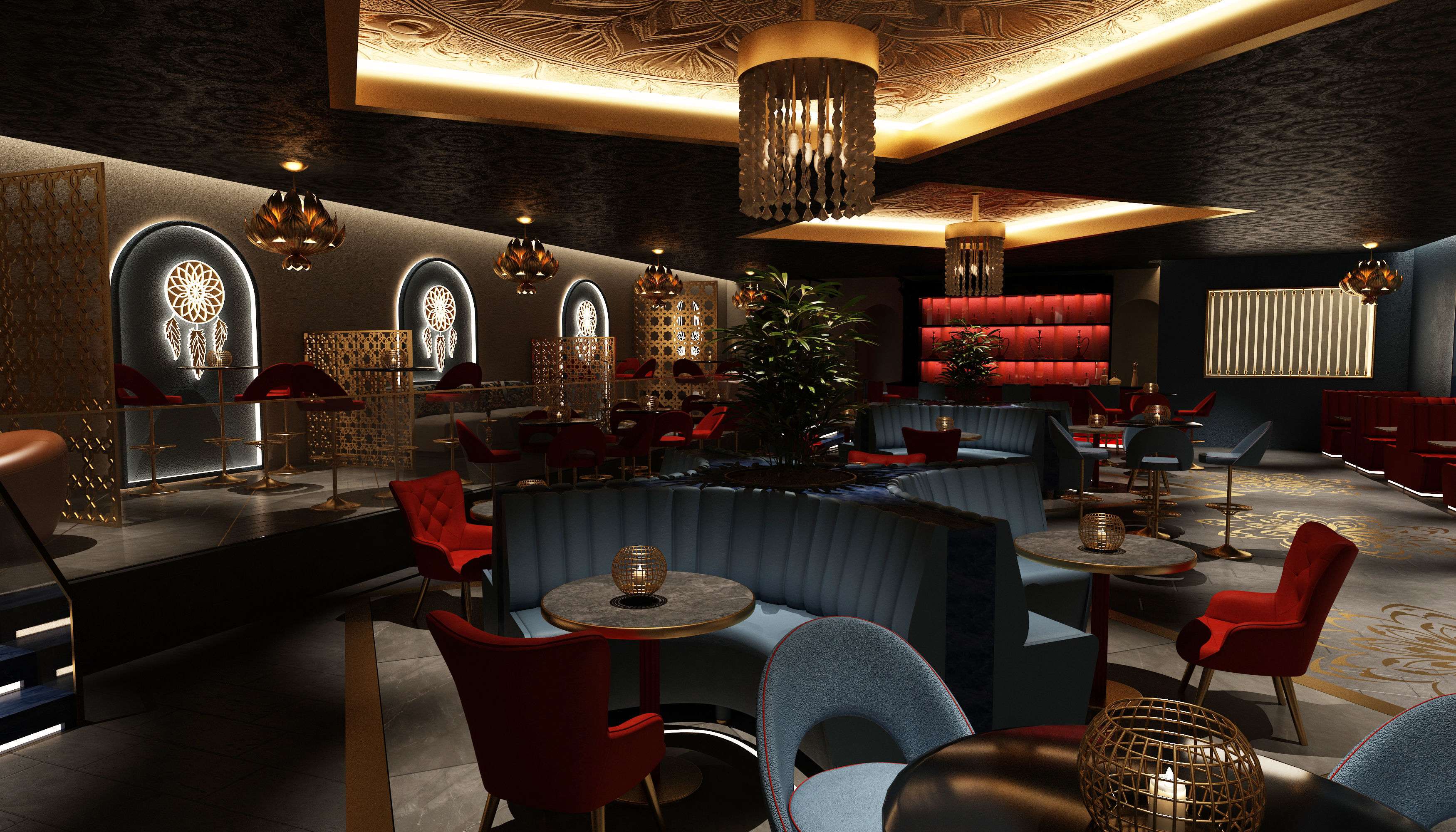 bar coffee restaurant night club interior design 3D model | CGTrader