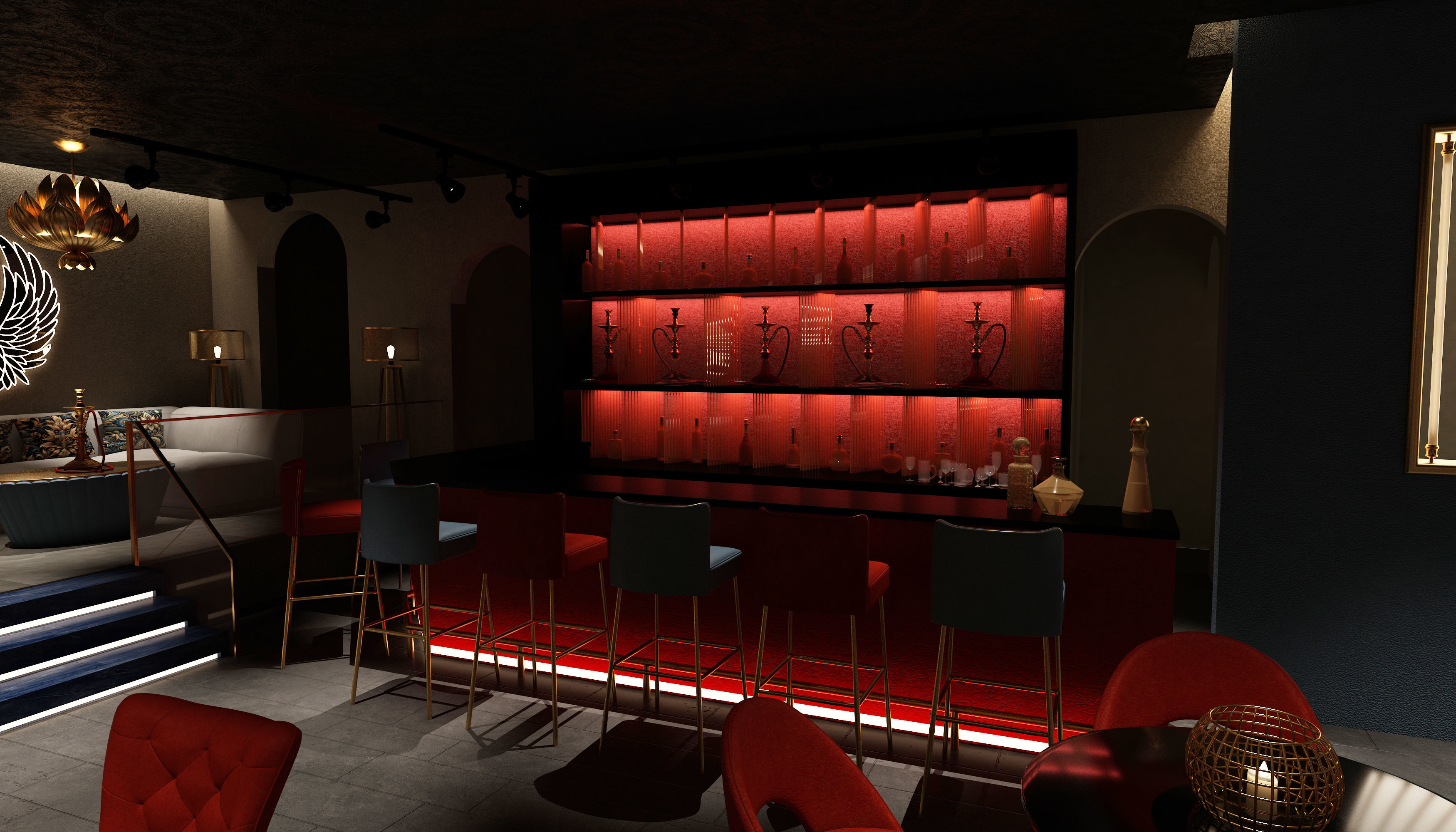 bar coffee restaurant night club interior design 3D model | CGTrader