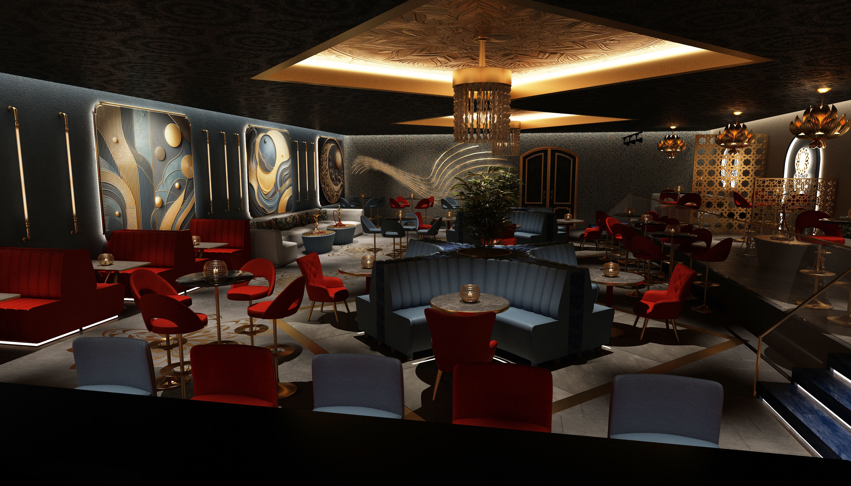 bar coffee restaurant night club interior design 3D model | CGTrader