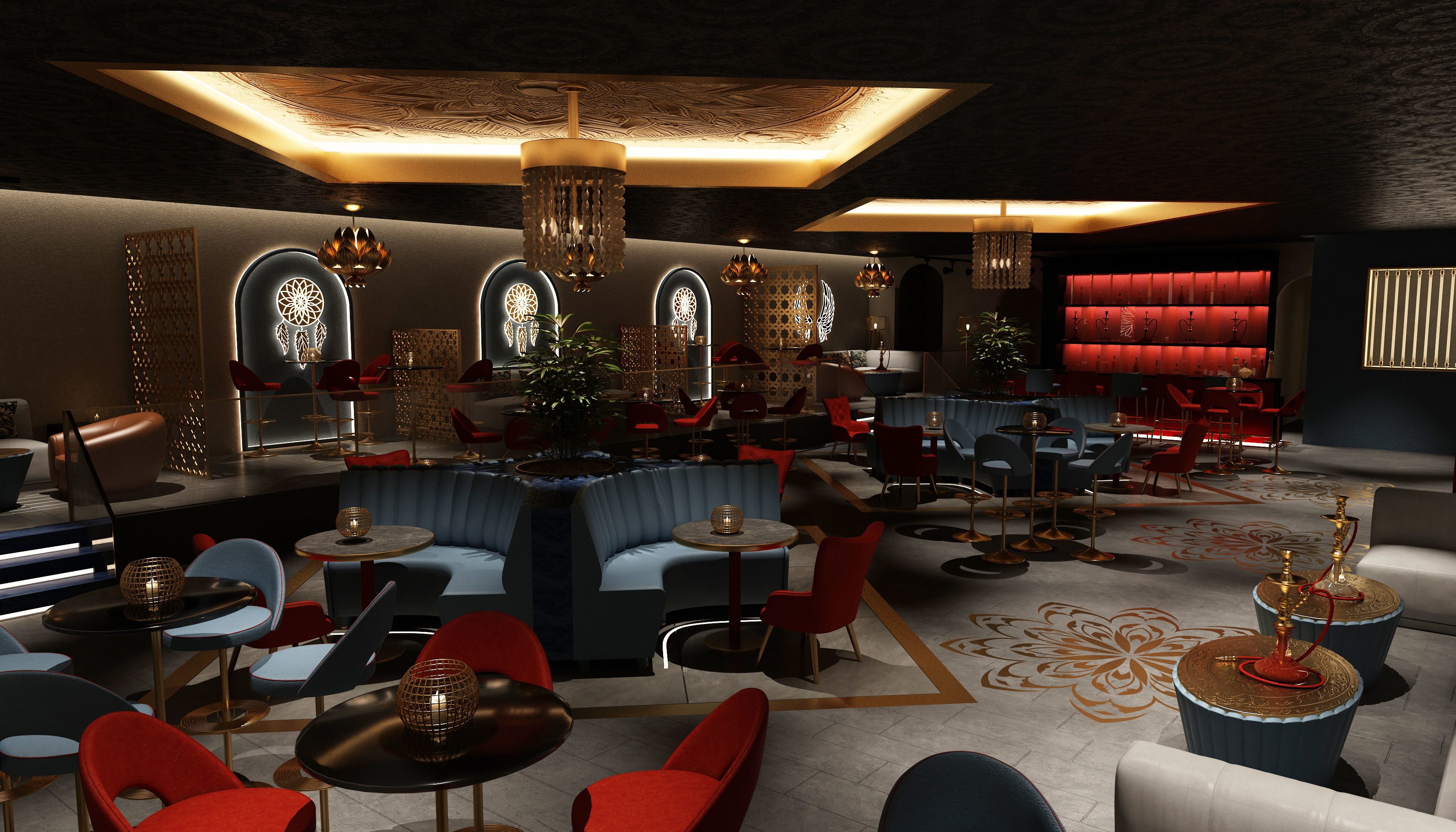 bar coffee restaurant night club interior design 3D model | CGTrader