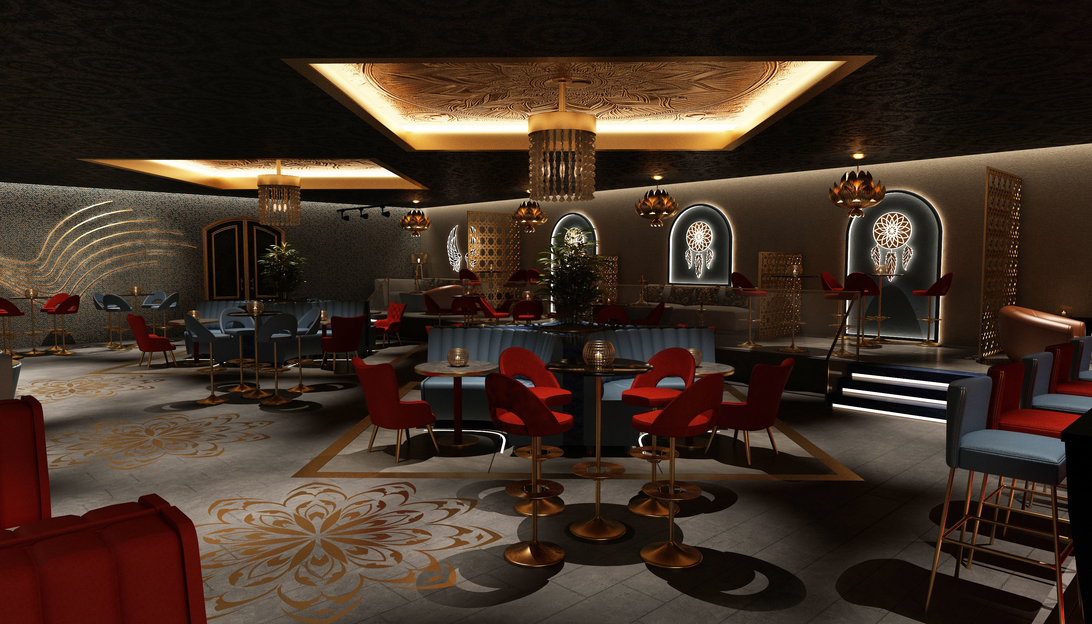 bar coffee restaurant night club interior design 3D model | CGTrader
