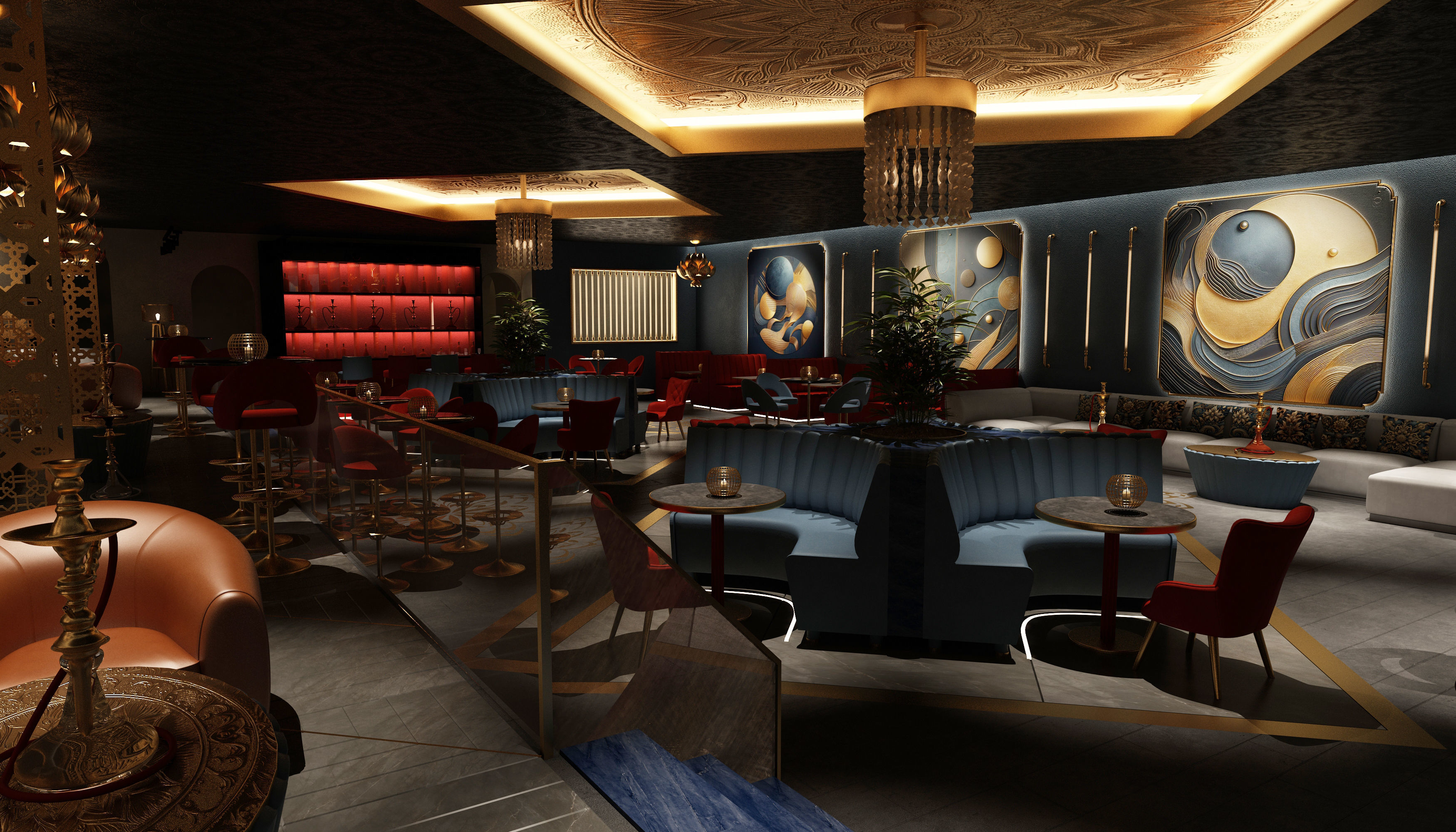 bar coffee restaurant night club interior design 3D model | CGTrader