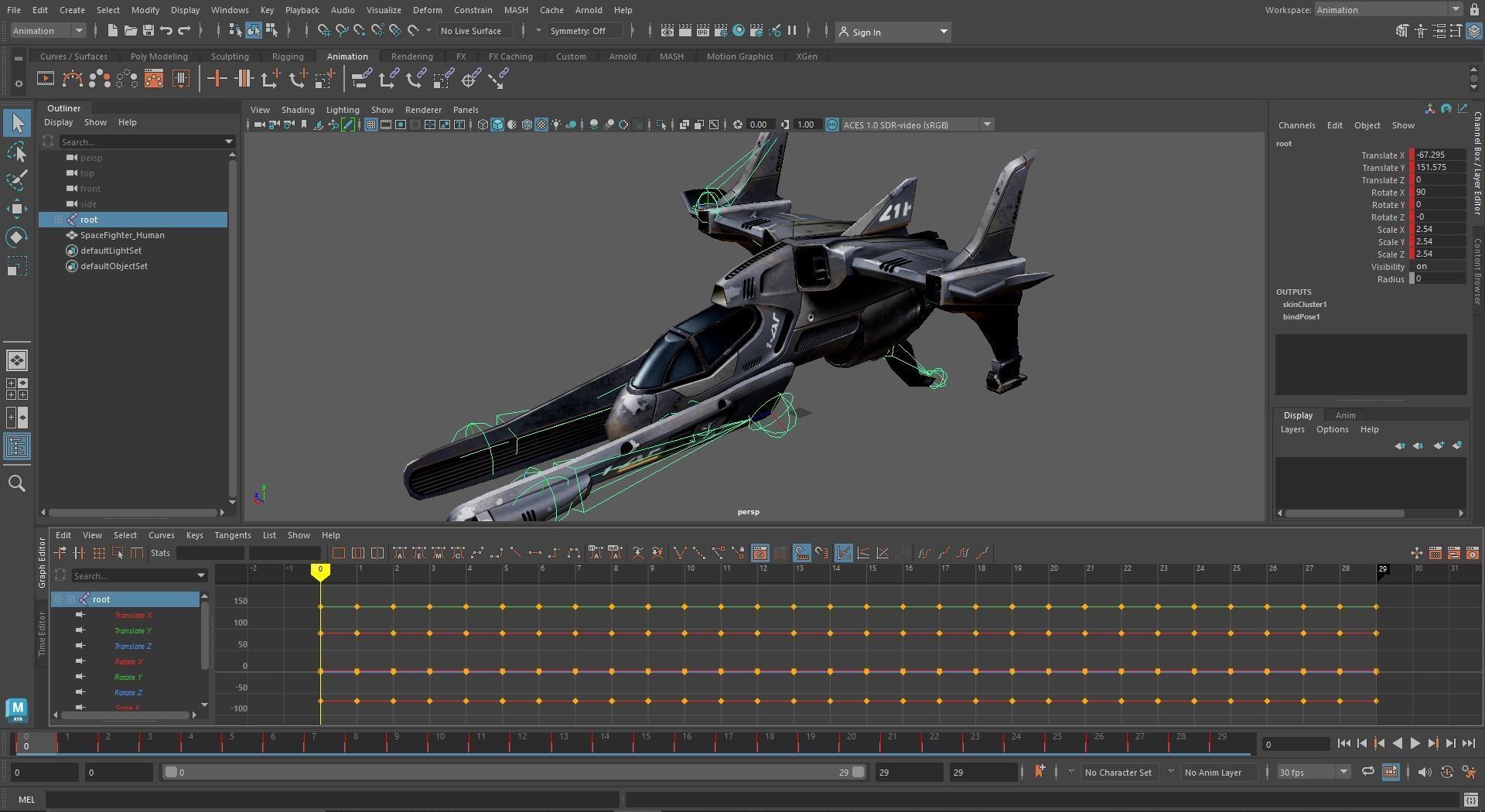 3D model Game-ready Human Sci-fi spaceship Fighter Low-poly 3D model VR ...