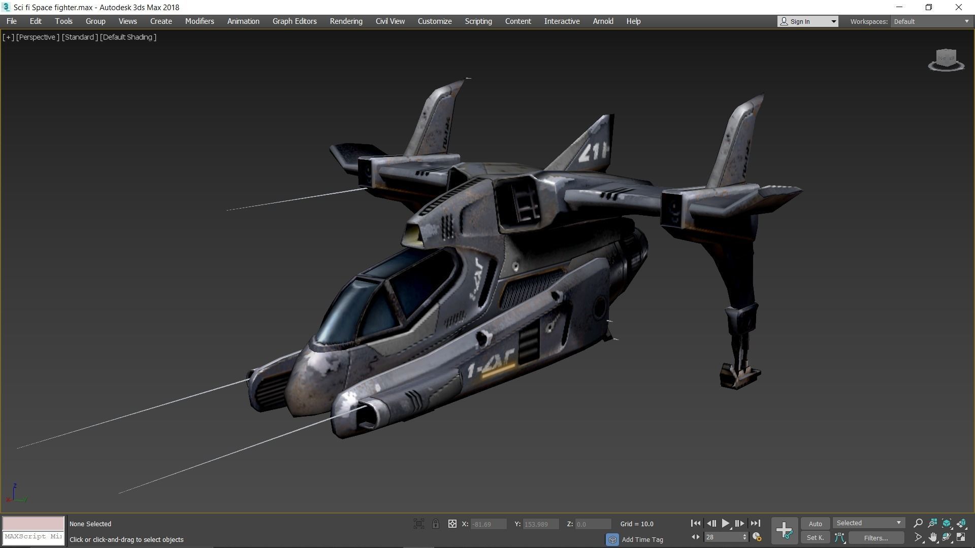 3D model Game-ready Human Sci-fi spaceship Fighter Low-poly 3D model VR ...