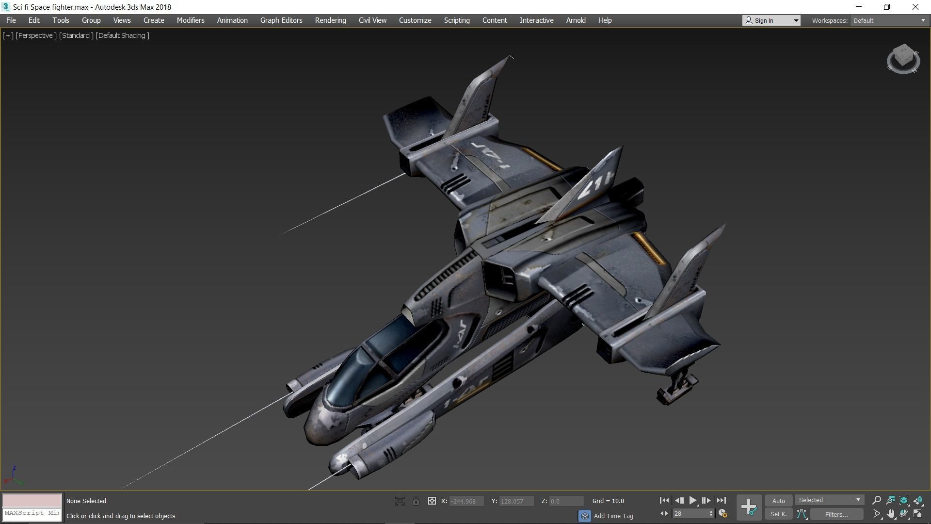 3D model Game-ready Human Sci-fi spaceship Fighter Low-poly 3D model VR ...