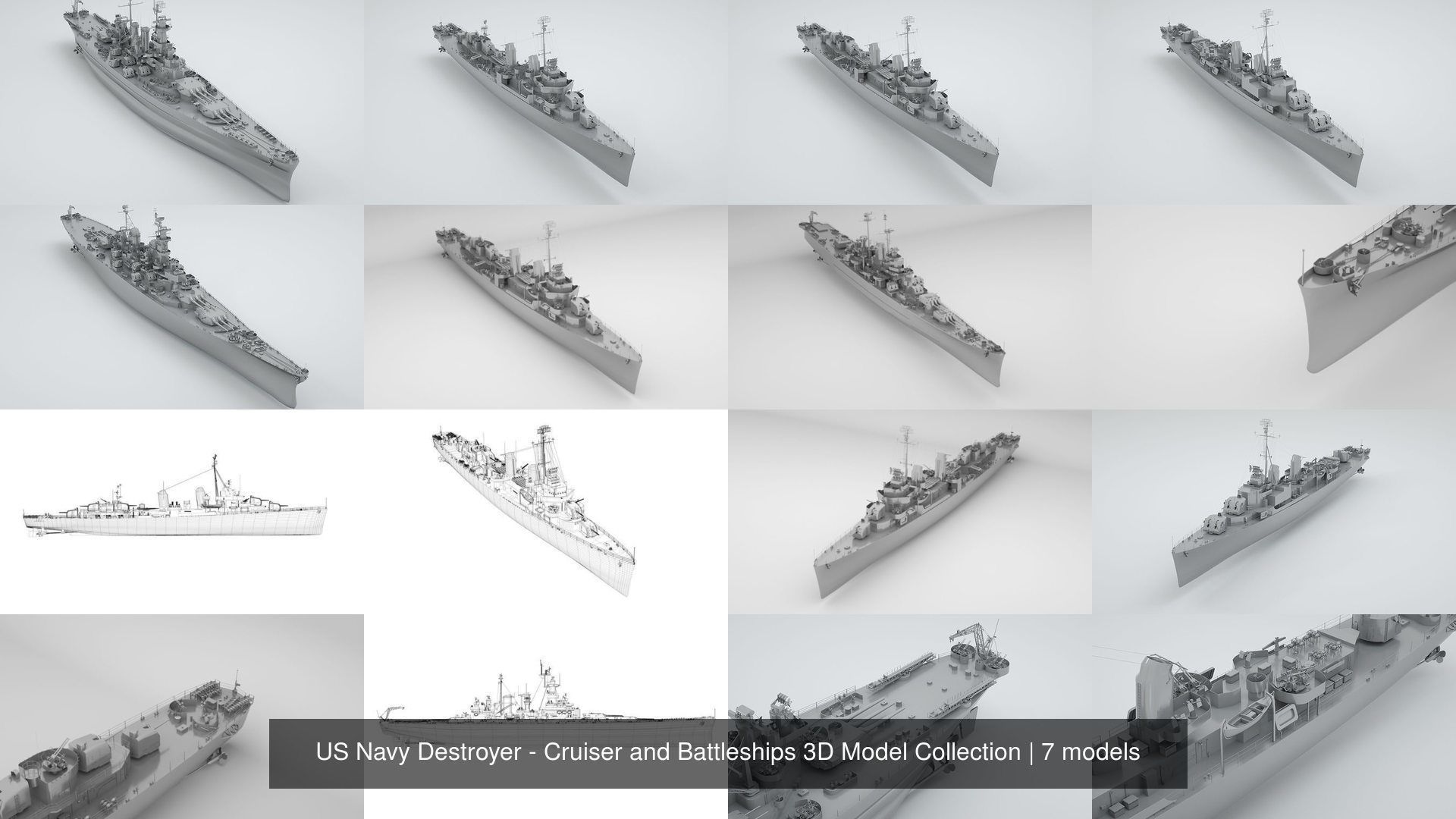 US Navy Destroyer - Cruiser and Battleships 3D Model Collection | CGTrader