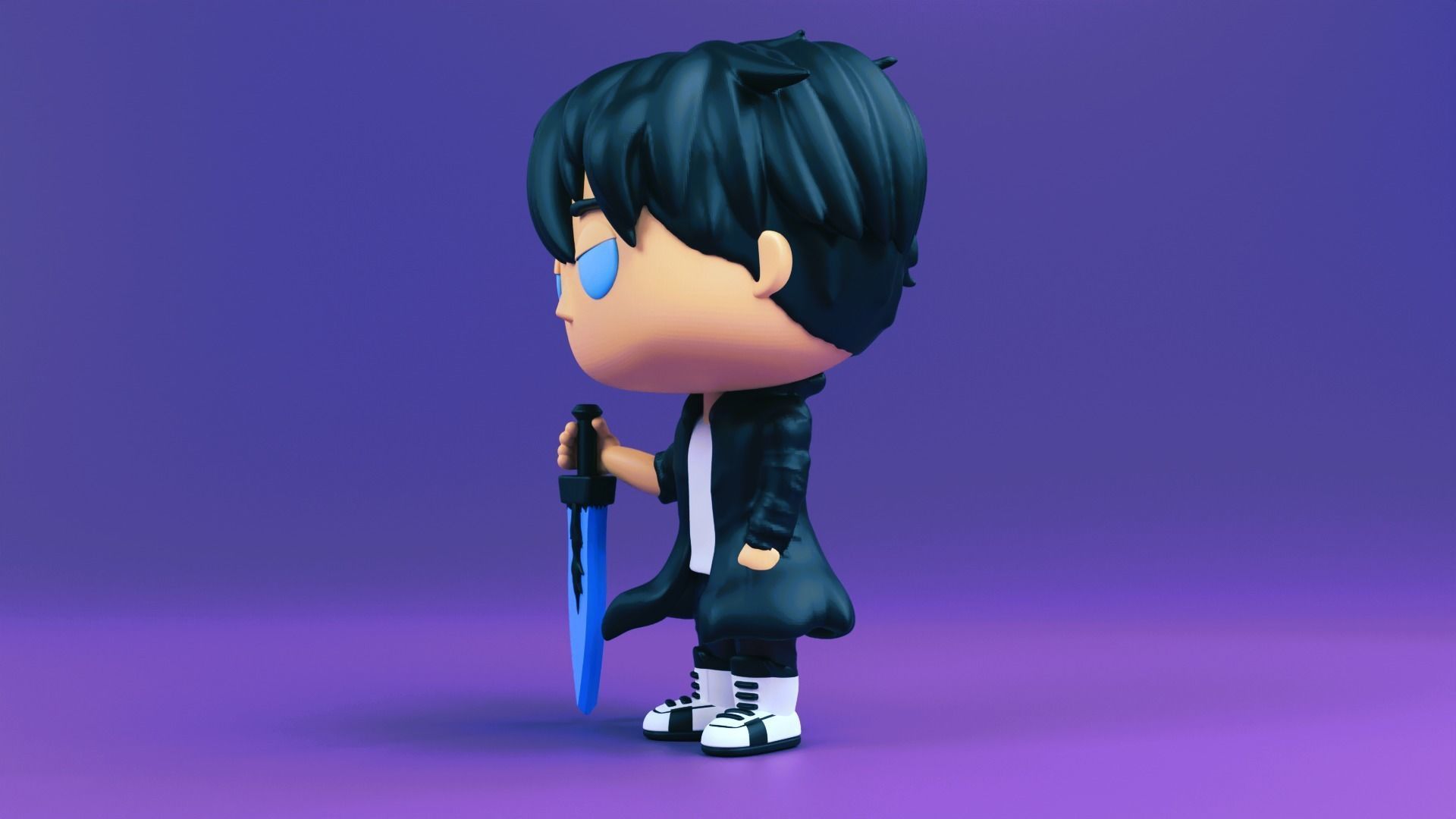 Jin with Demon Kings Longsword Funko Pop from solo leveling 3D model 3D ...