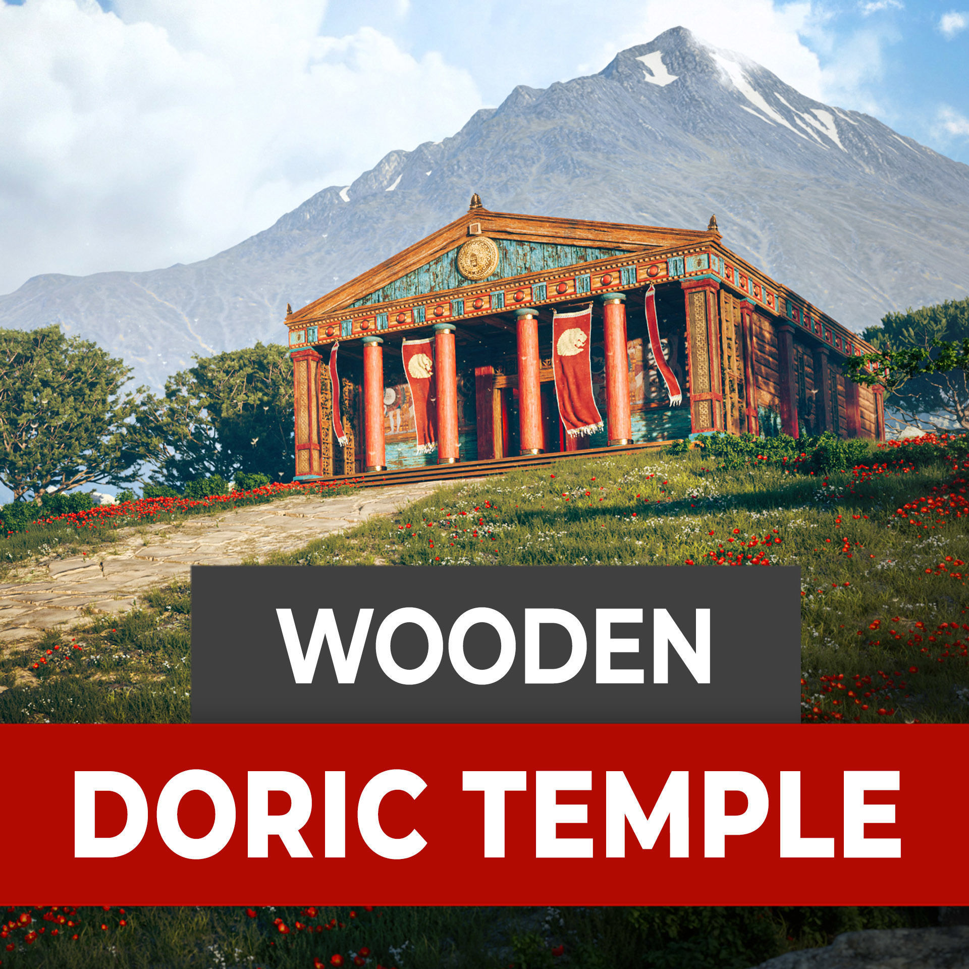 Ancient Greek Doric Wooden Temple Modular Pieces 3D model | CGTrader