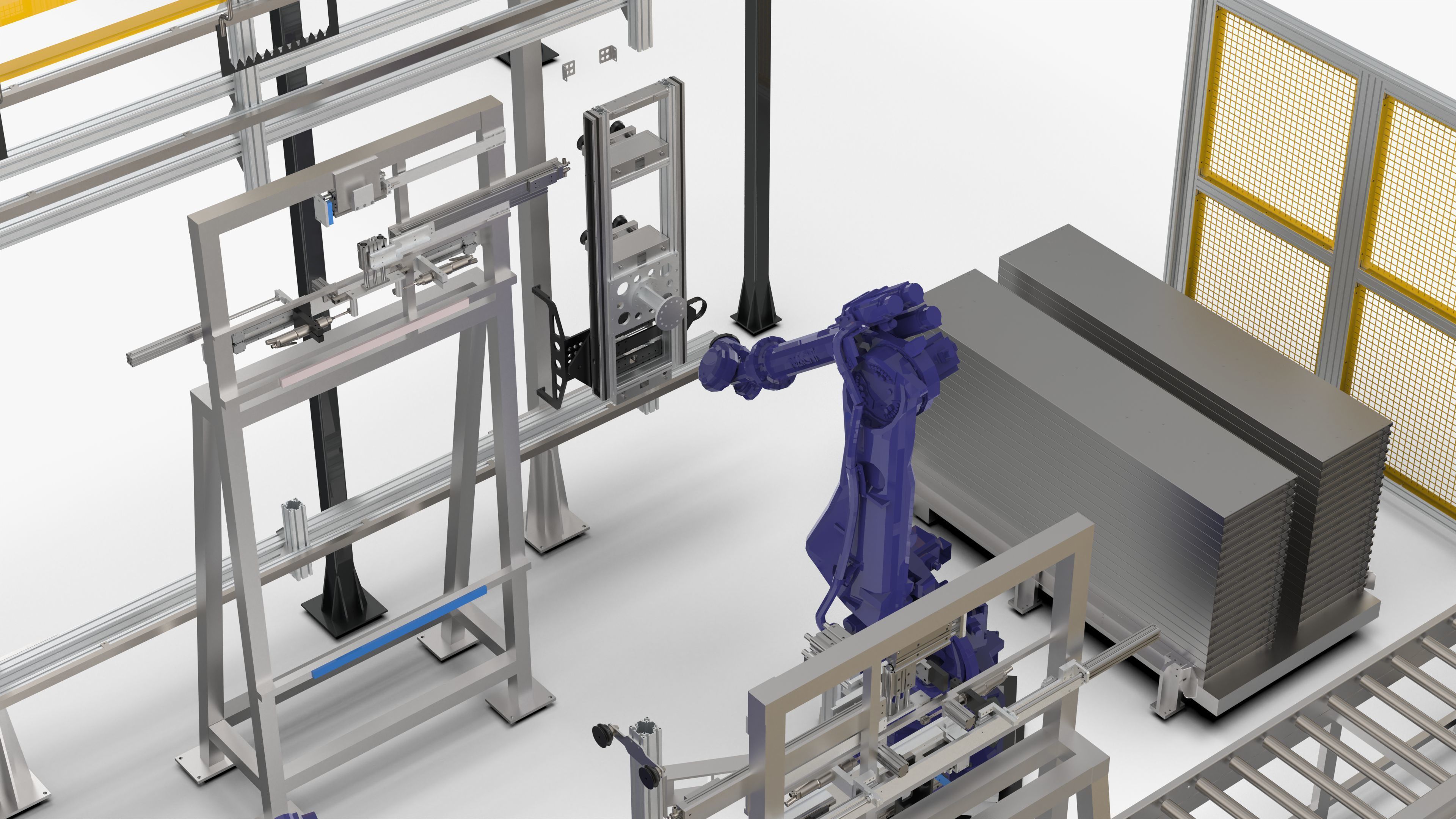 Automatic Loading and Unloading Robot Powder Spraying Line 3D model ...