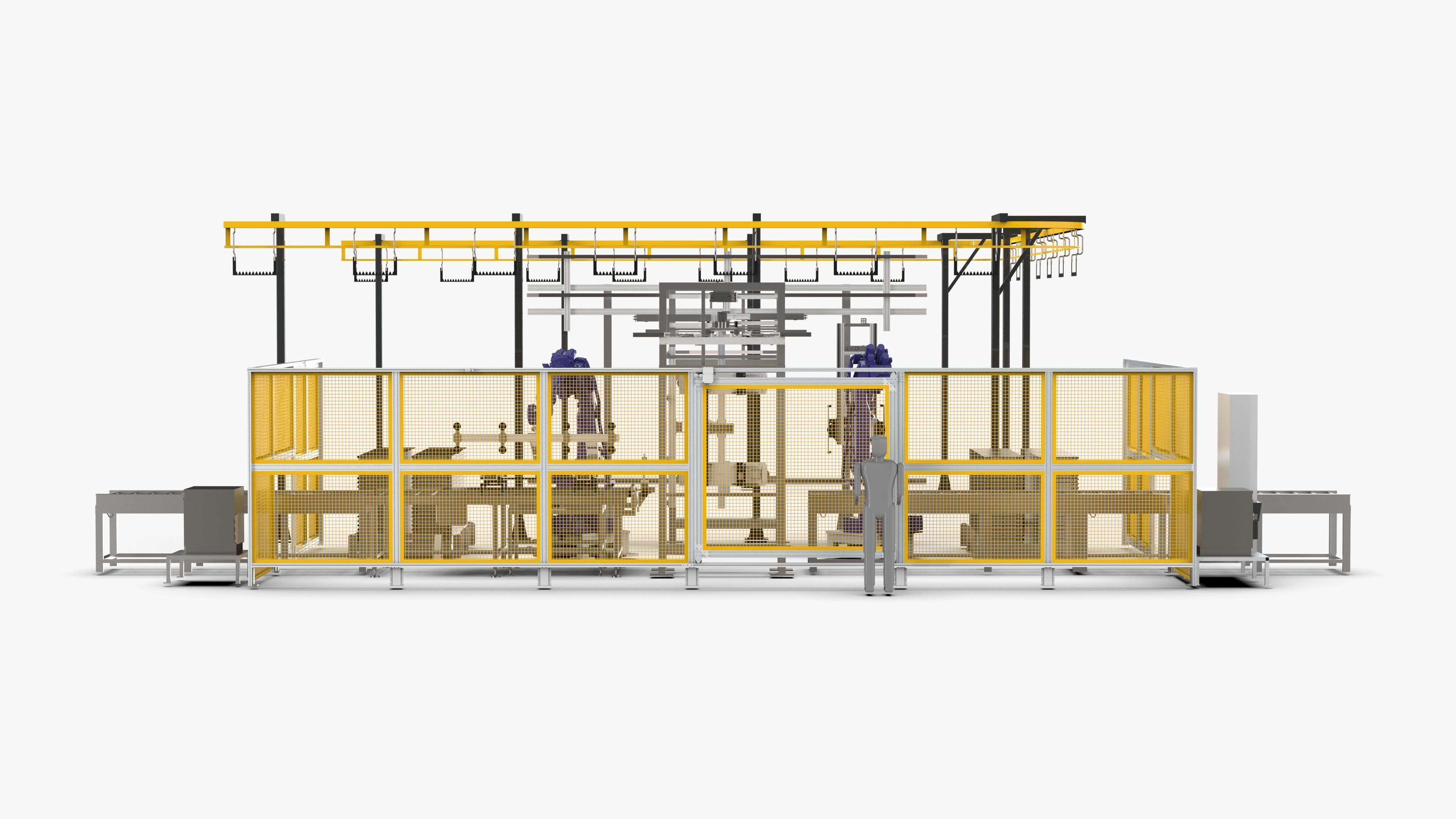 Automatic Loading and Unloading Robot Powder Spraying Line 3D model ...