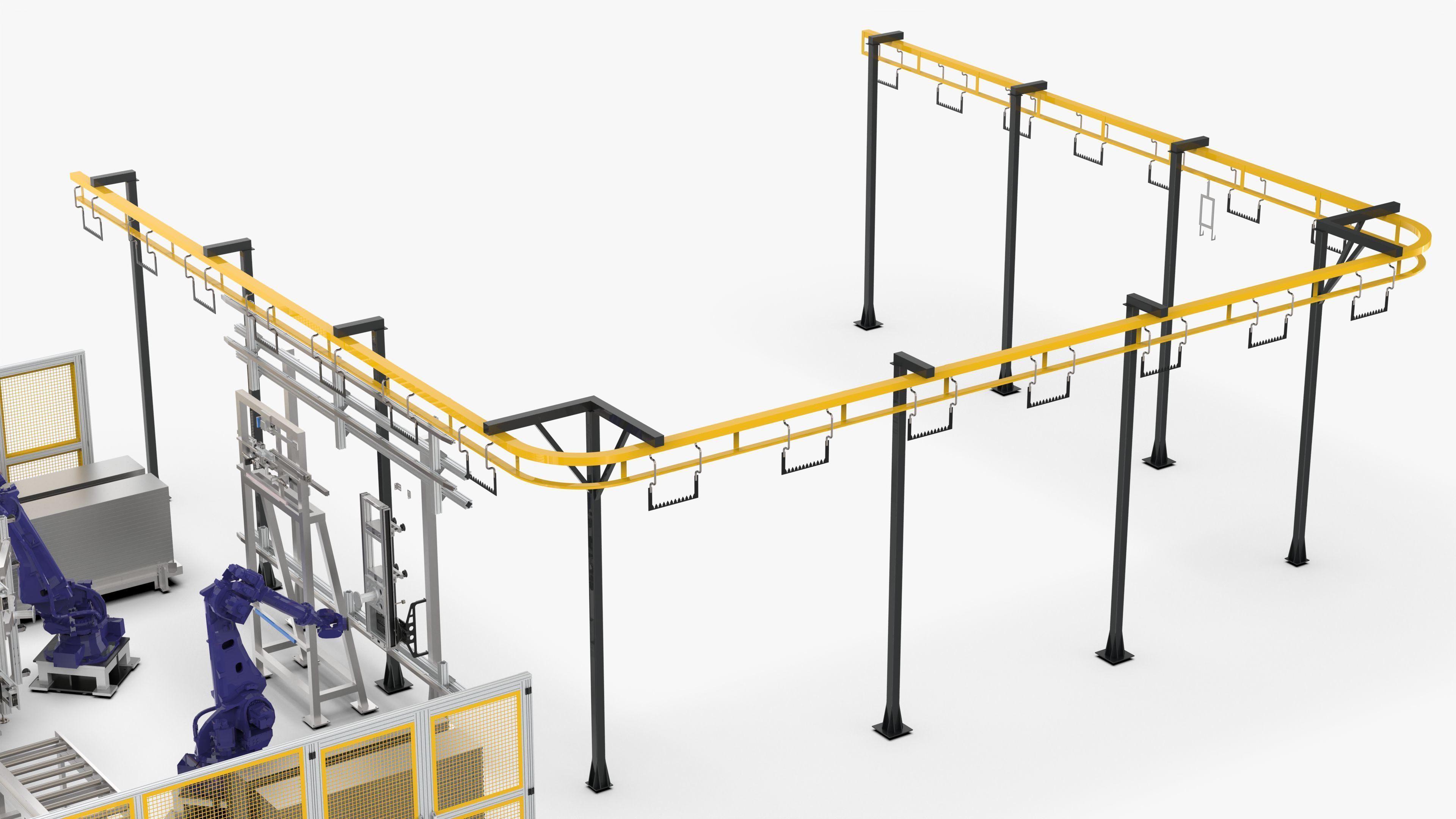 Automatic Loading and Unloading Robot Powder Spraying Line 3D model | CGTrader
