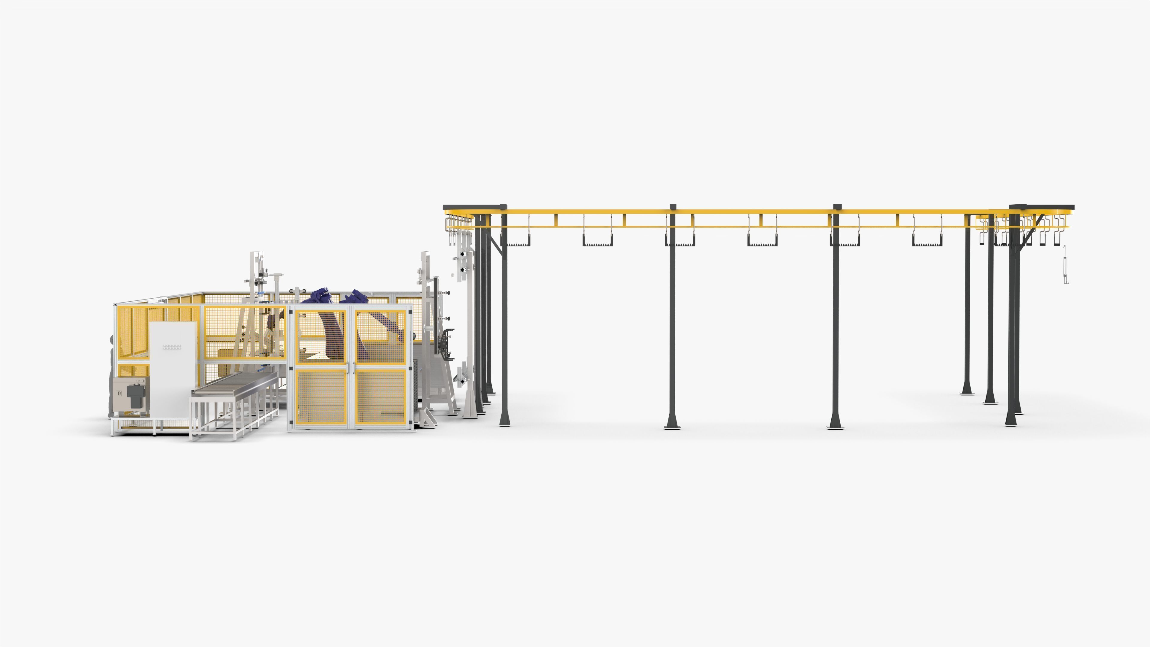 Automatic Loading and Unloading Robot Powder Spraying Line 3D model ...
