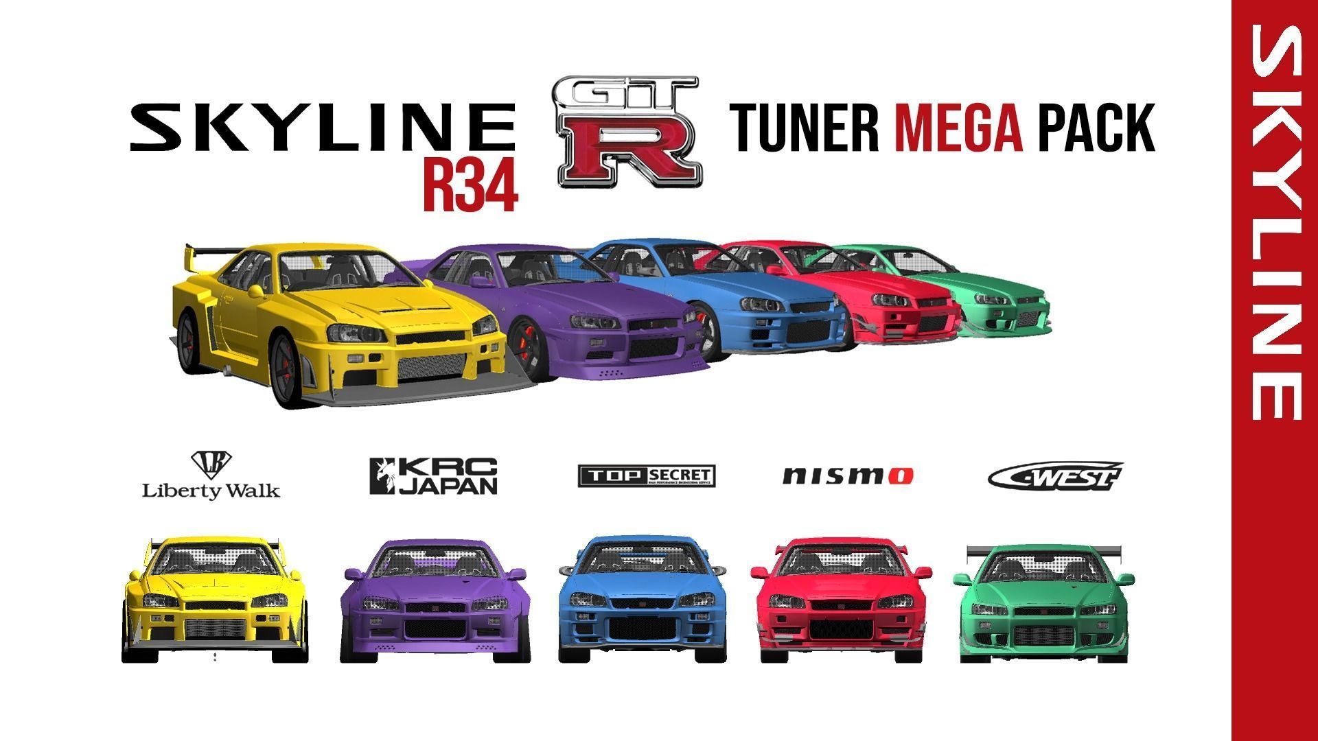 Nissan Skyline R34 Tuners mega Pack 3D model | CGTrader