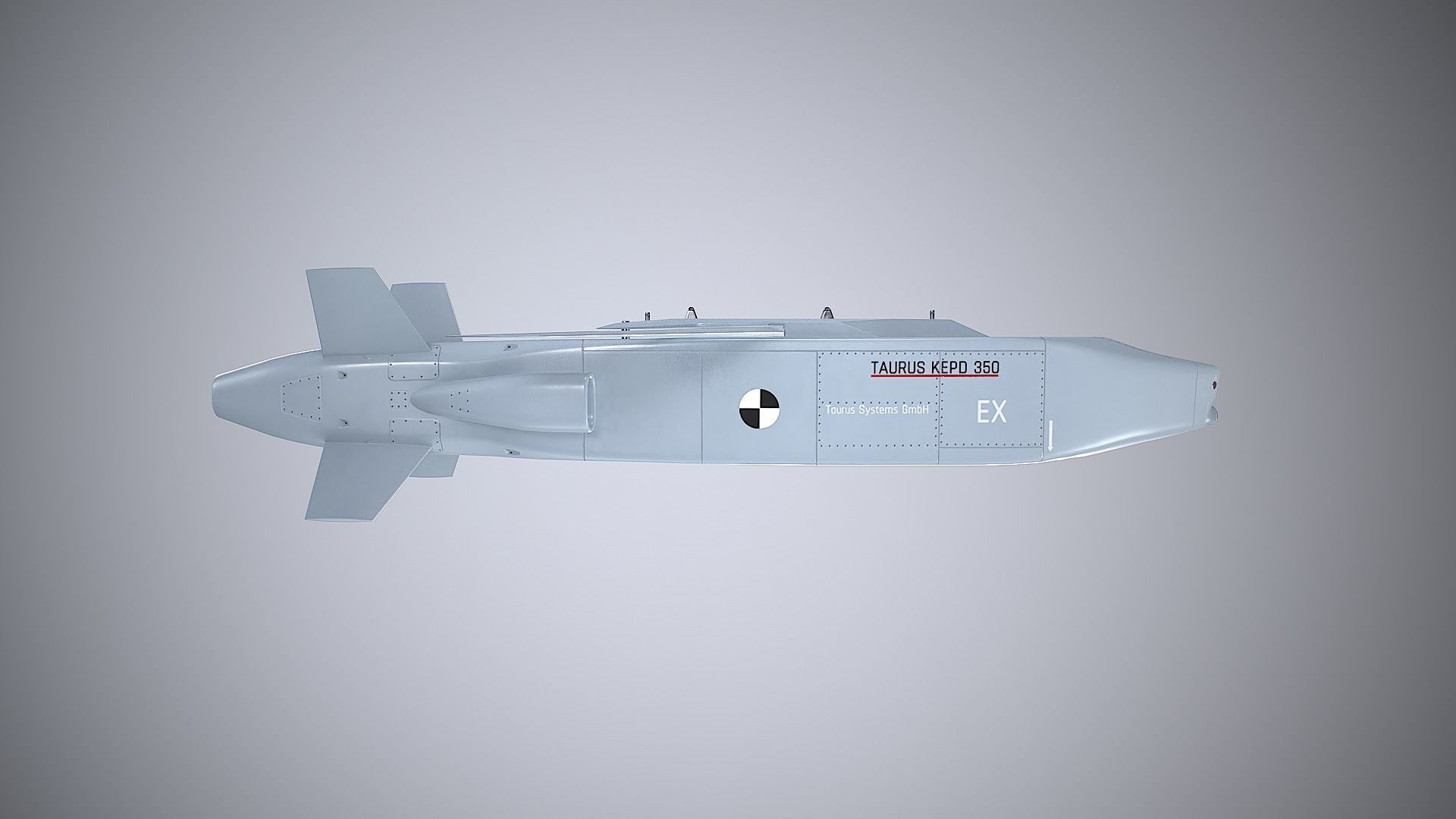 3D model Taurus KEPD 350 air-launched cruise missile gray color VR / AR ...