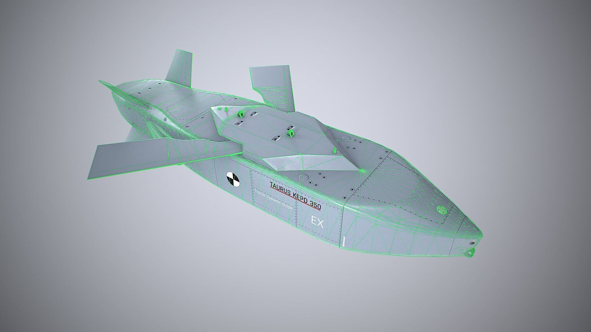 3D model Taurus KEPD 350 air-launched cruise missile gray color VR / AR ...