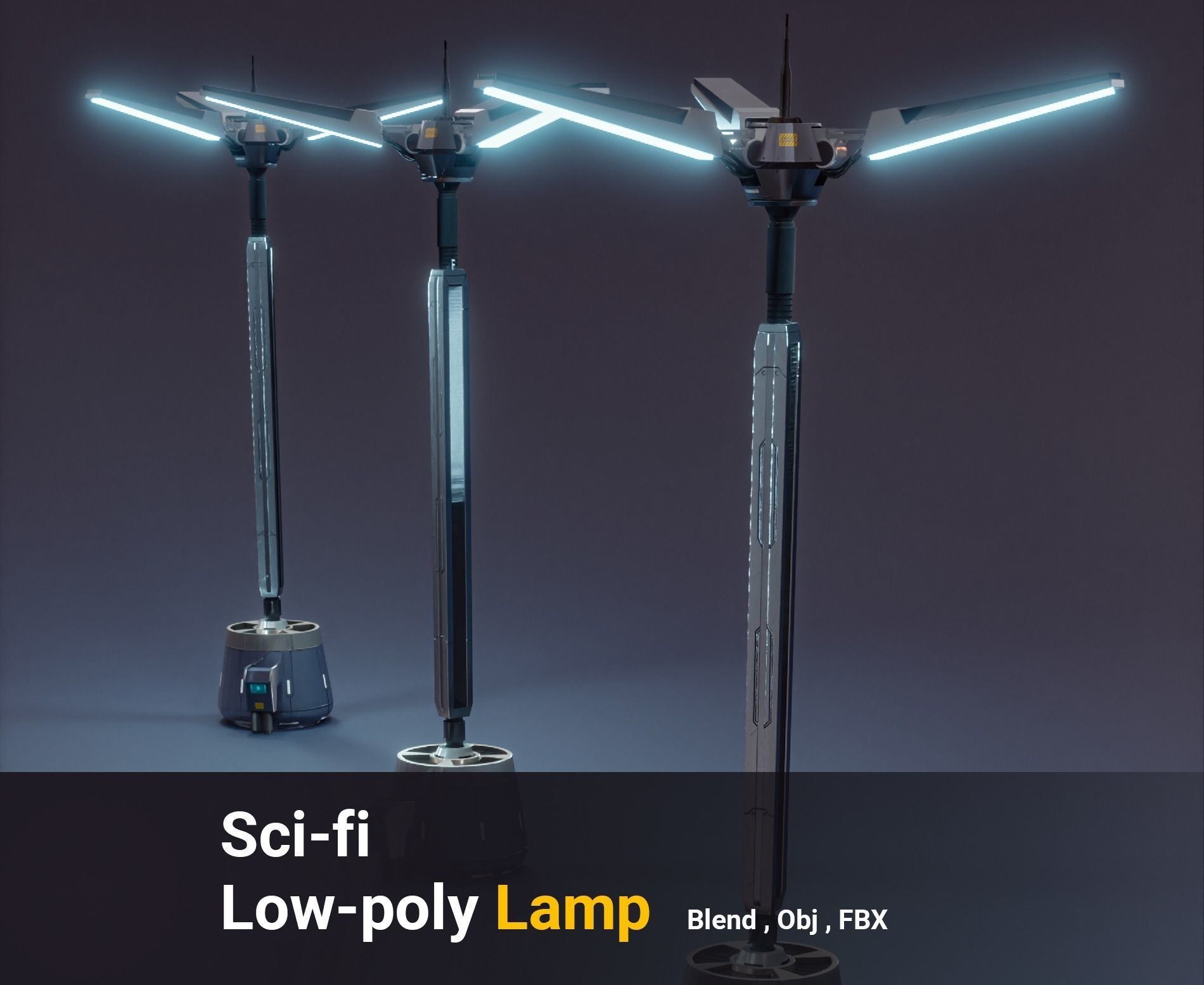 3D model Low Poly Sci-fi Street Lights VR / AR / low-poly | CGTrader