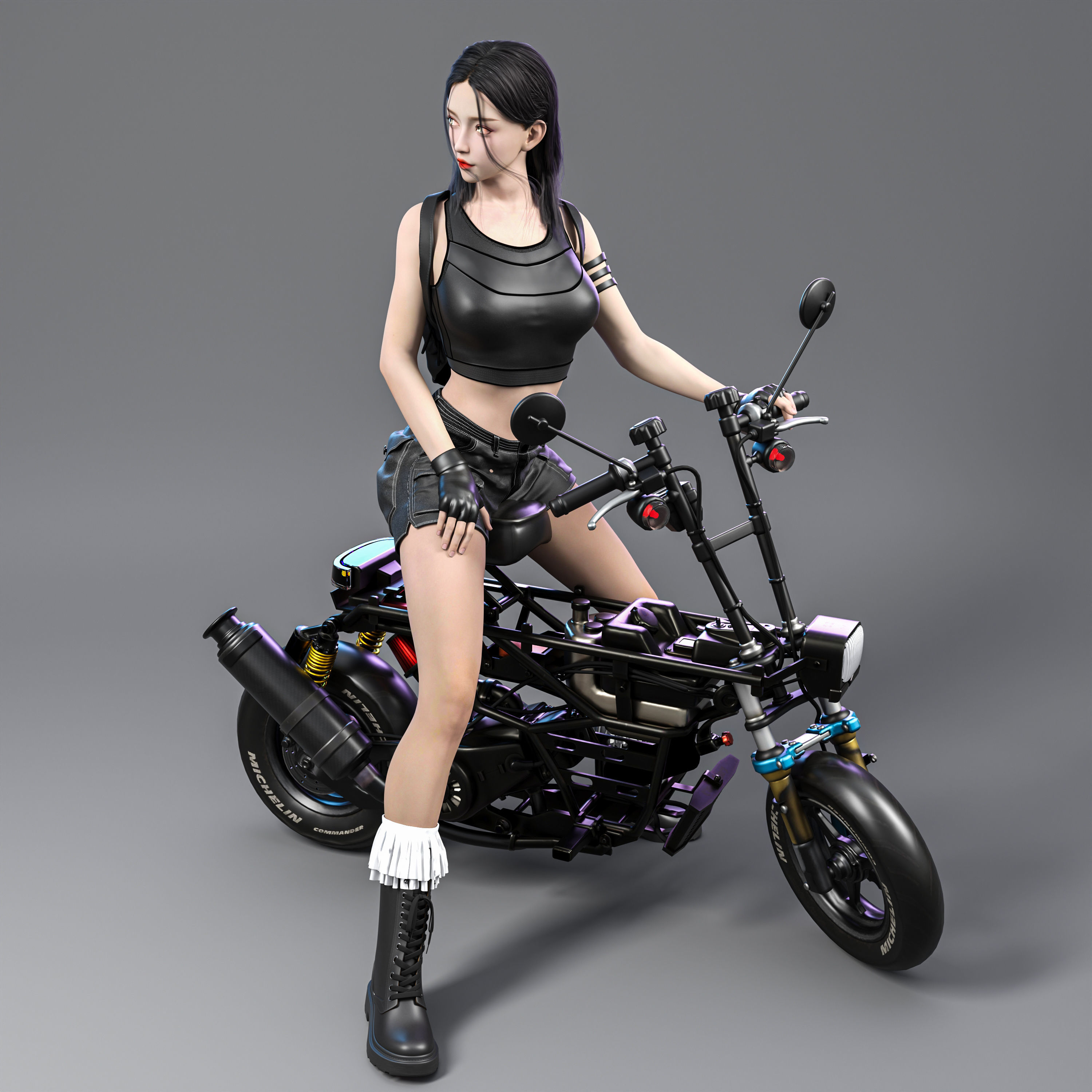 Motorcycle Girl 001 3D model | CGTrader