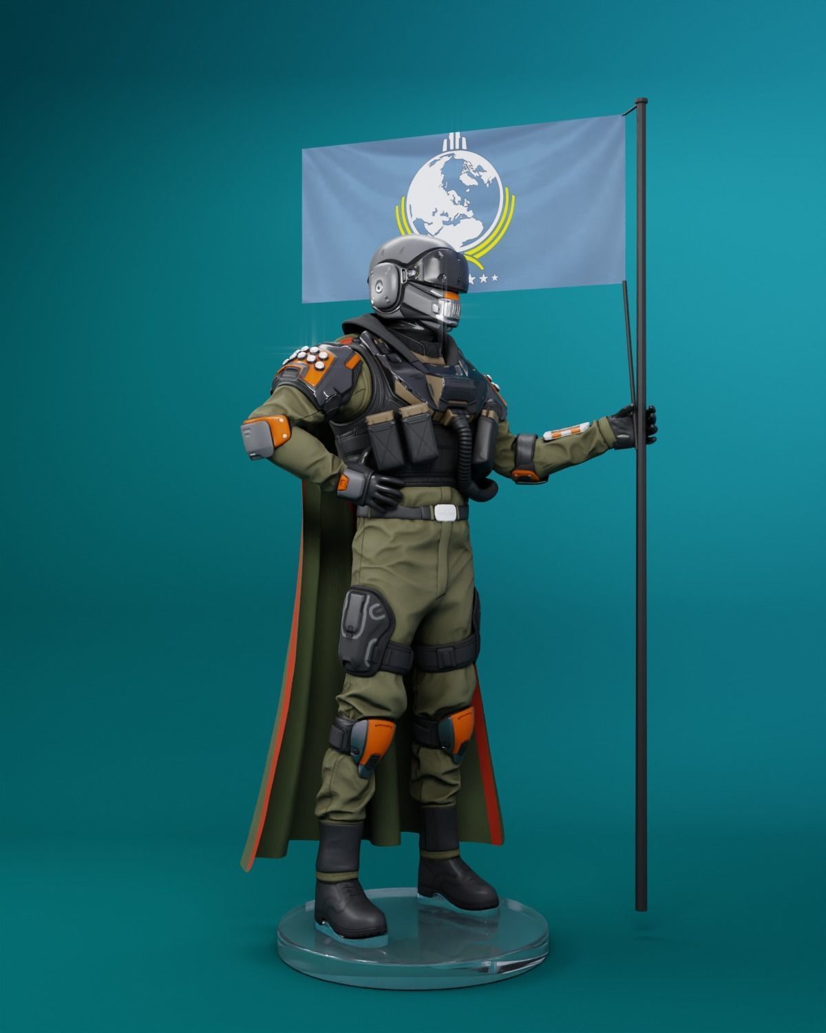 SC-37 LEGIONNAIRE SOLDIER WITH FLAG HELLDIVER 2 3D PRINTABLE 3D model ...