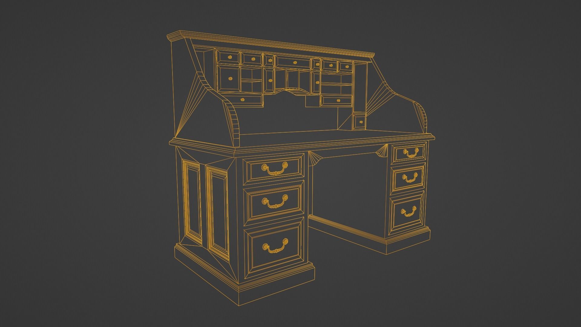 3D model Writing Desk - Old- Low Poly VR / AR / low-poly | CGTrader