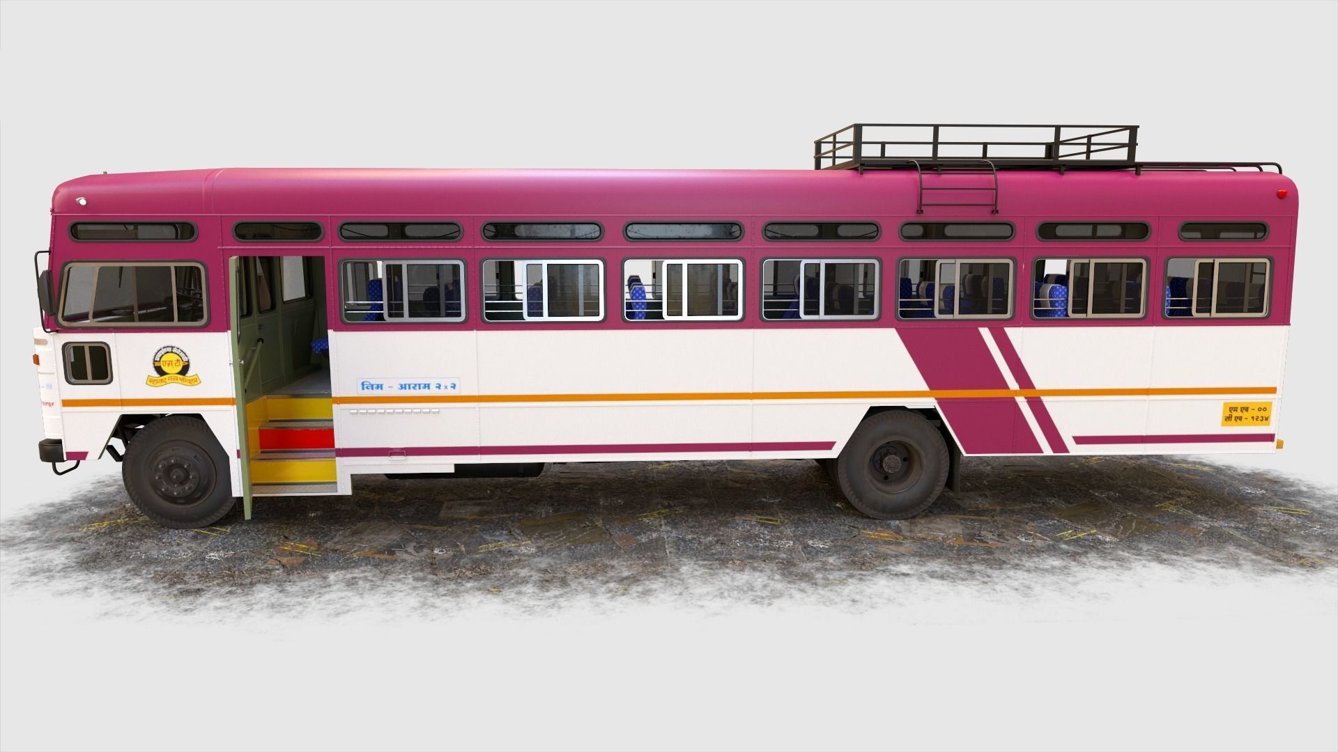 3D model Indian Hirkani ST Bus Version 01 Purple and White VR / AR ...