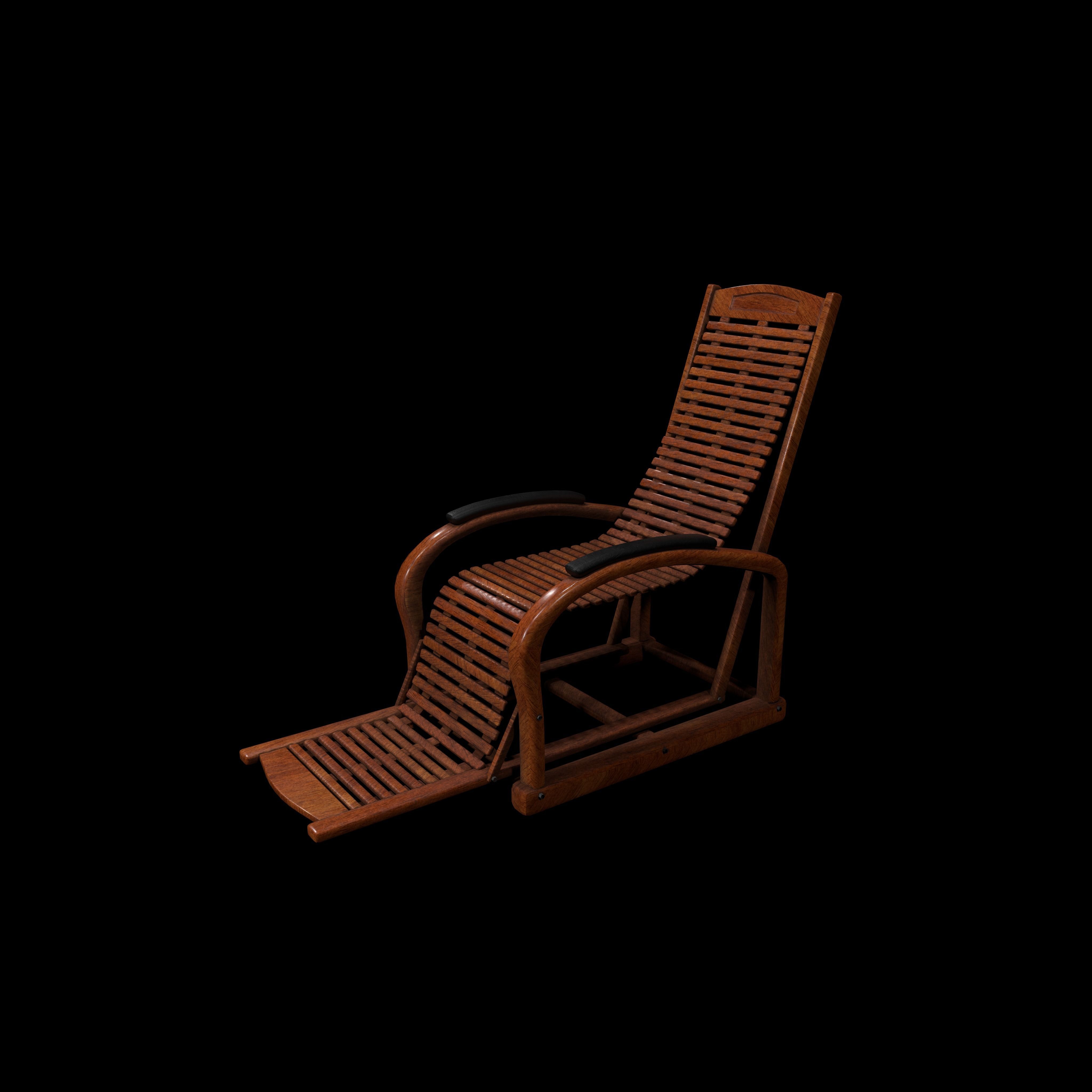 Wooden recliner chair 3D model animated | CGTrader