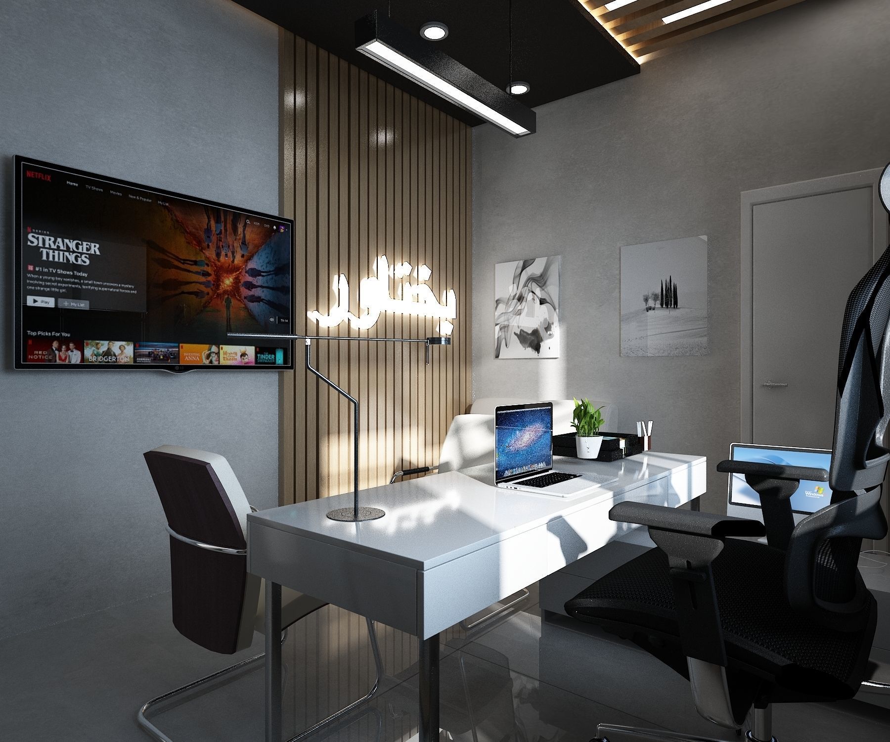 small modern office design free 3D model | CGTrader
