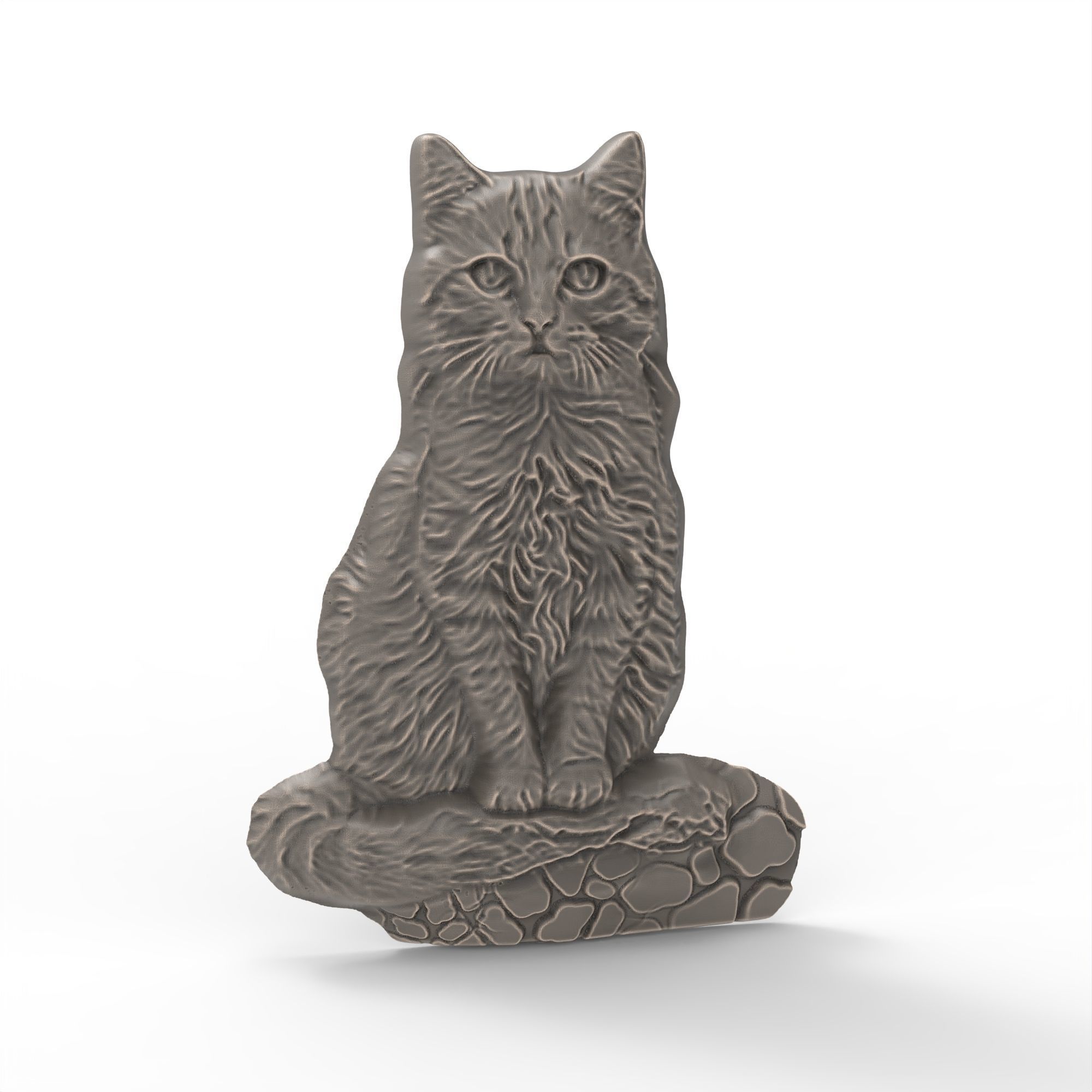 Sitting Cat Flat Back 3D model 3D printable | CGTrader